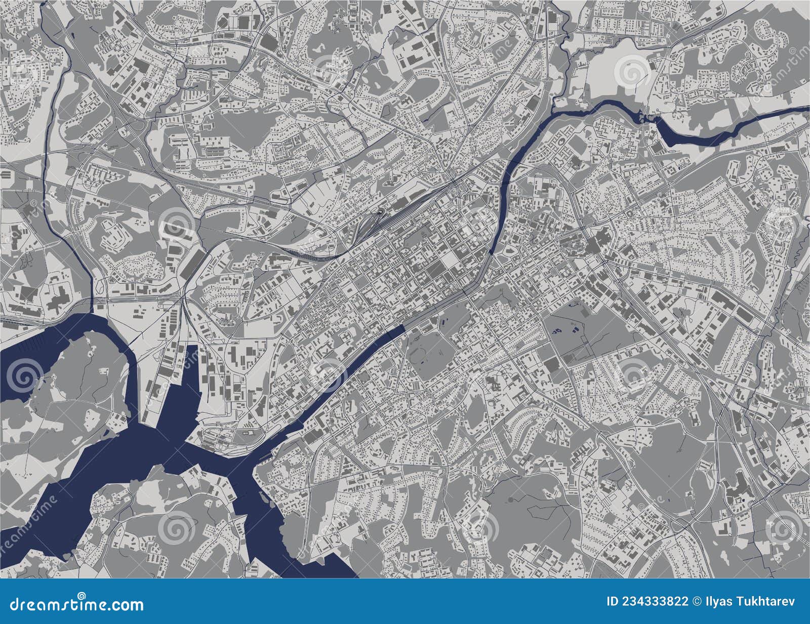 Map of the City of Turku, Finland Stock Illustration - Illustration of ...