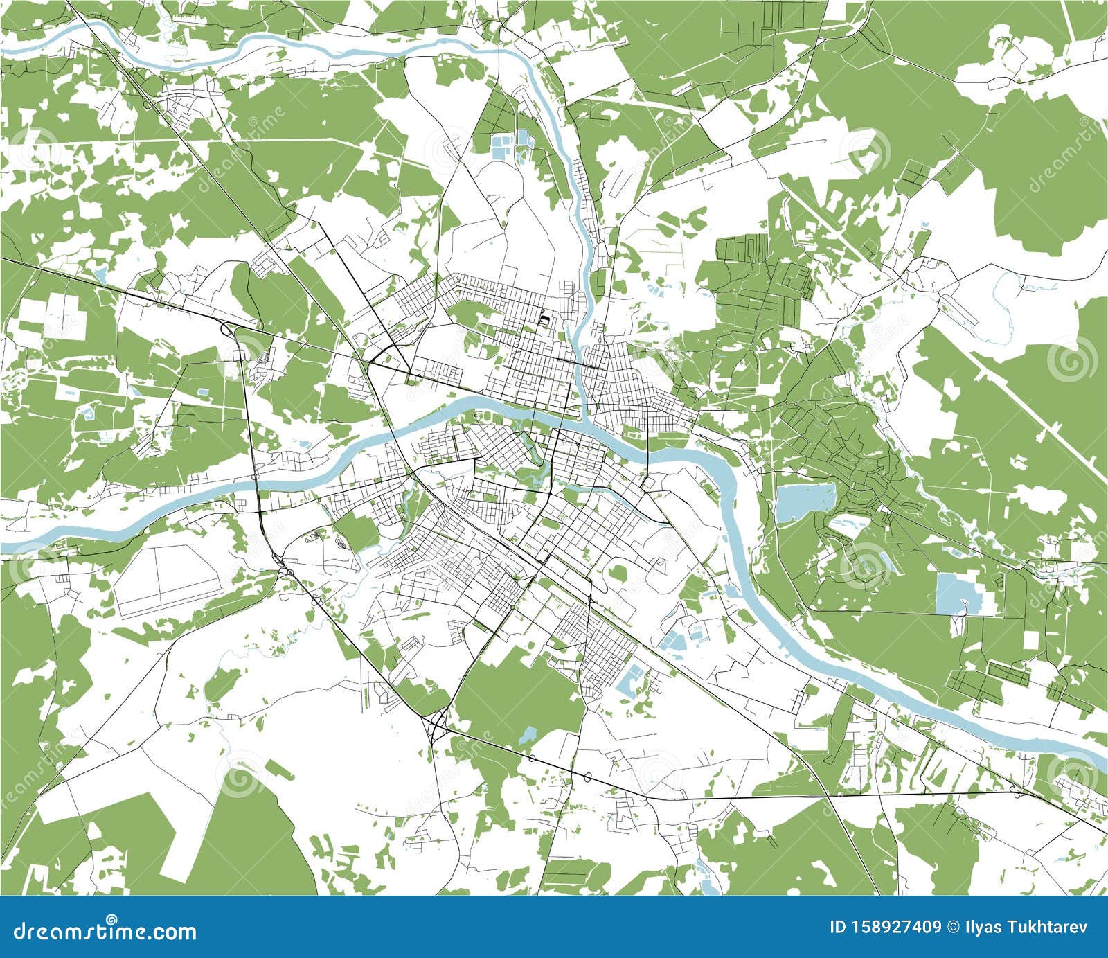 Map of the City of Tver, Russia Stock Illustration - Illustration of ...