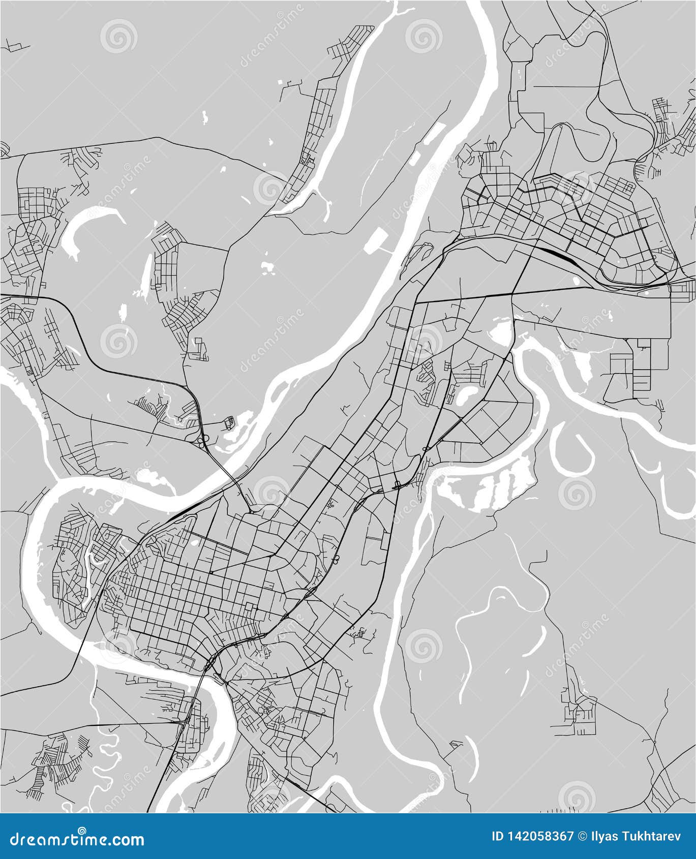 Map of the City of Ufa, Russia Stock Illustration - Illustration of ...