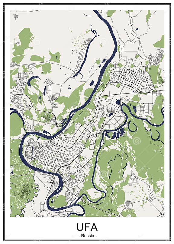 Map of the City of Ufa, Russia Stock Illustration - Illustration of ...
