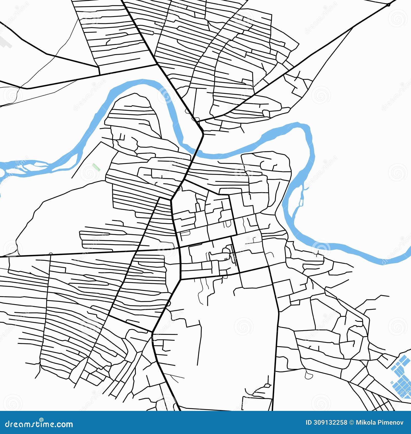 Map of the city of Ulgiy. stock illustration. Illustration of line ...