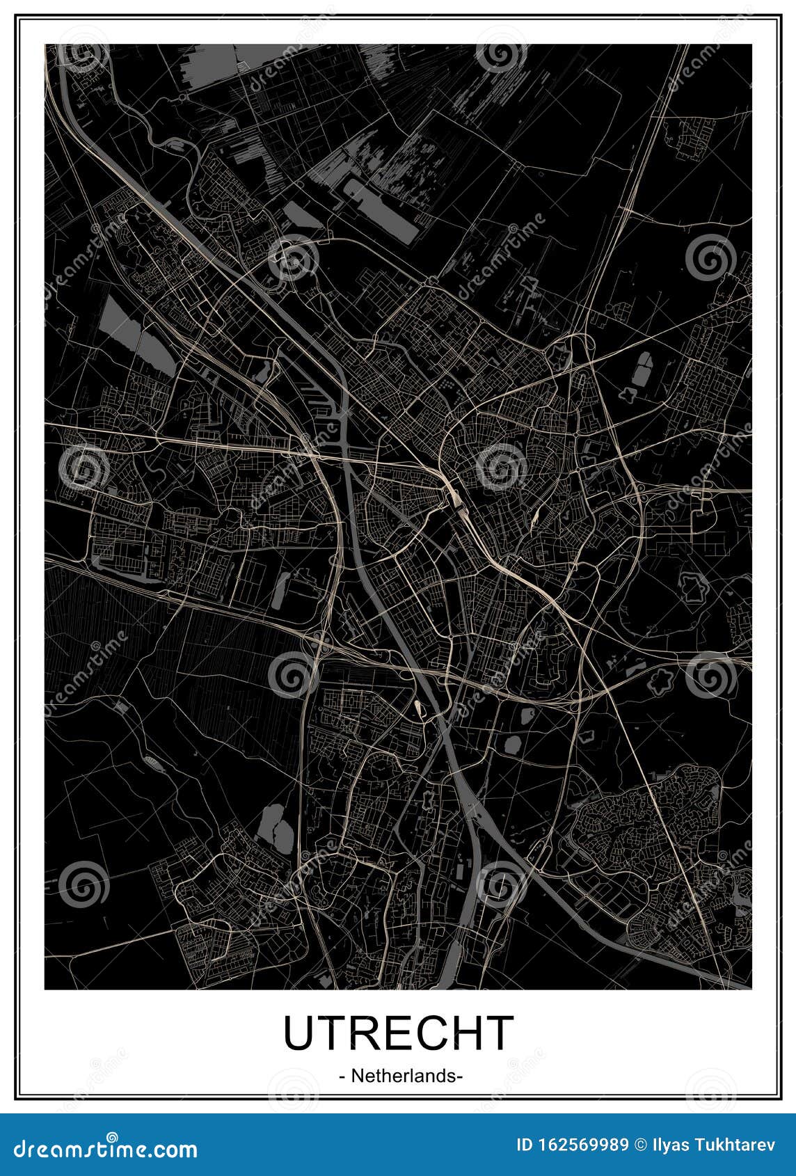 Map of the City of Utrecht, Netherlands Stock Illustration ...