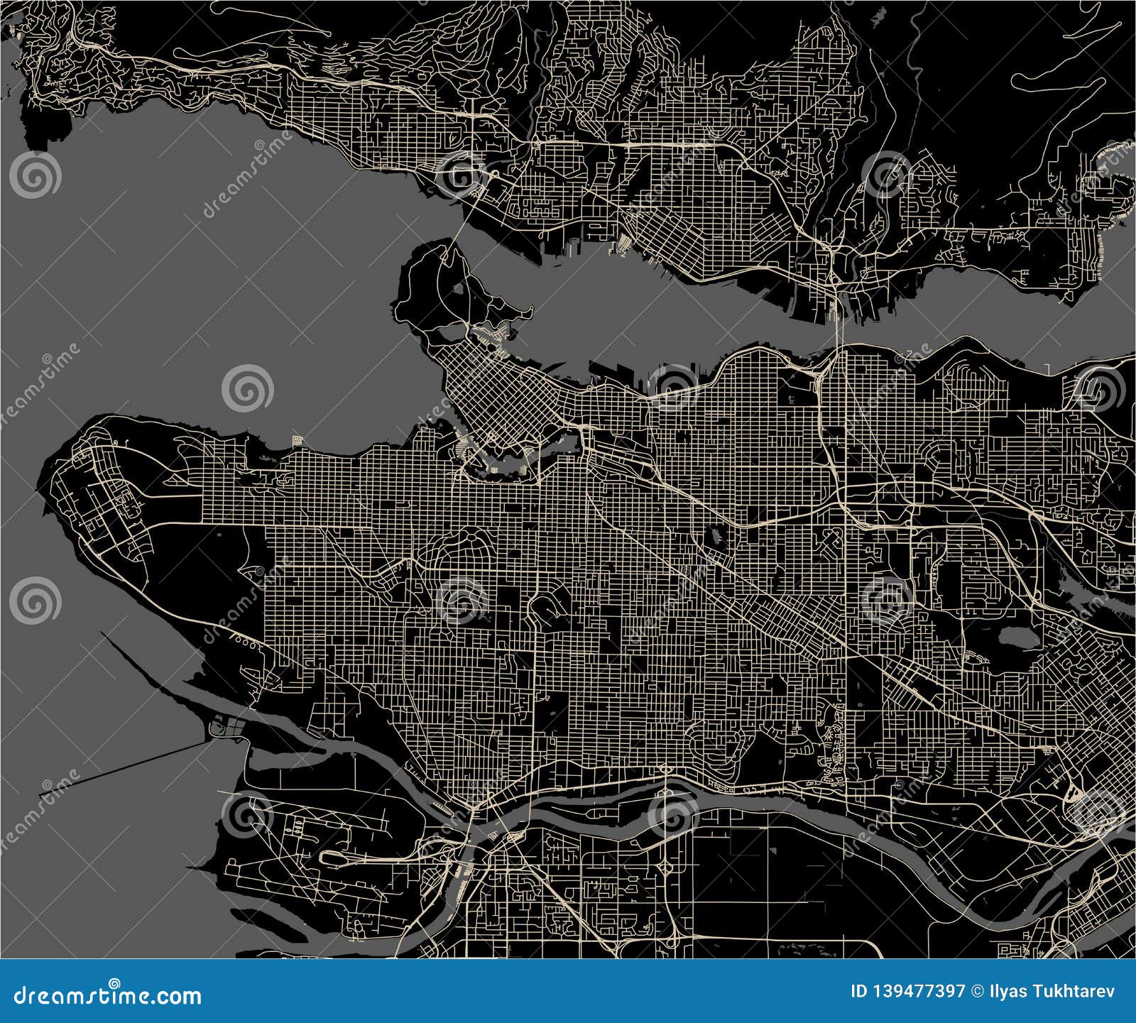 Map of the City of Vancouver , Canada Stock Vector - Illustration of ...