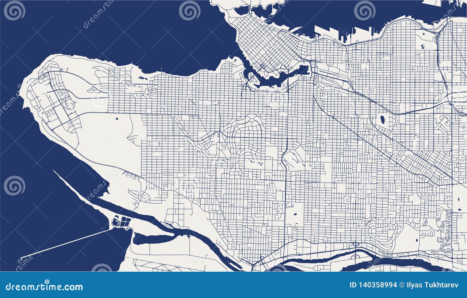 Map of the City of Vancouver , Canada Stock Illustration - Illustration ...