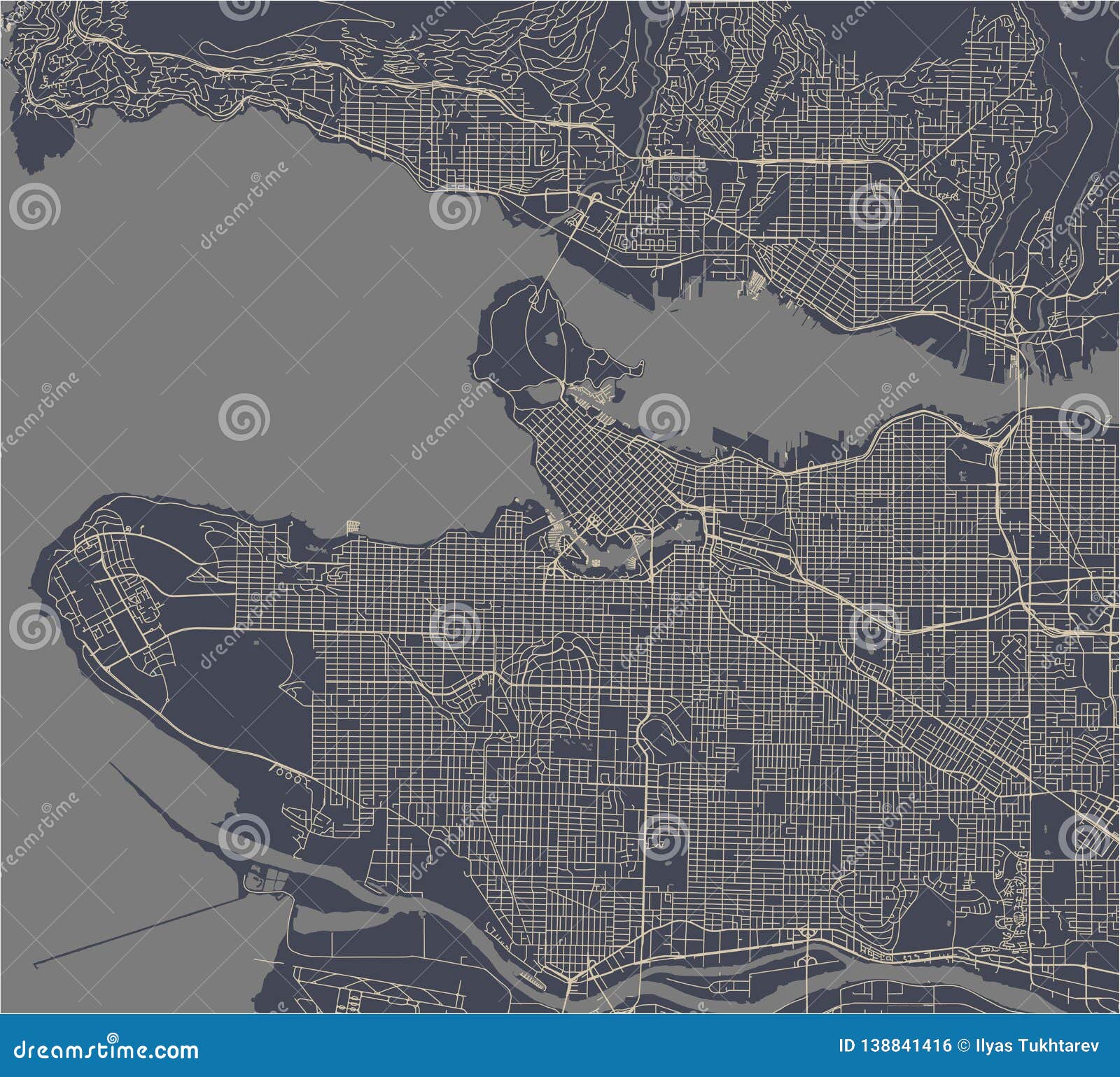 Map of the City of Vancouver , Canada Stock Vector - Illustration of ...