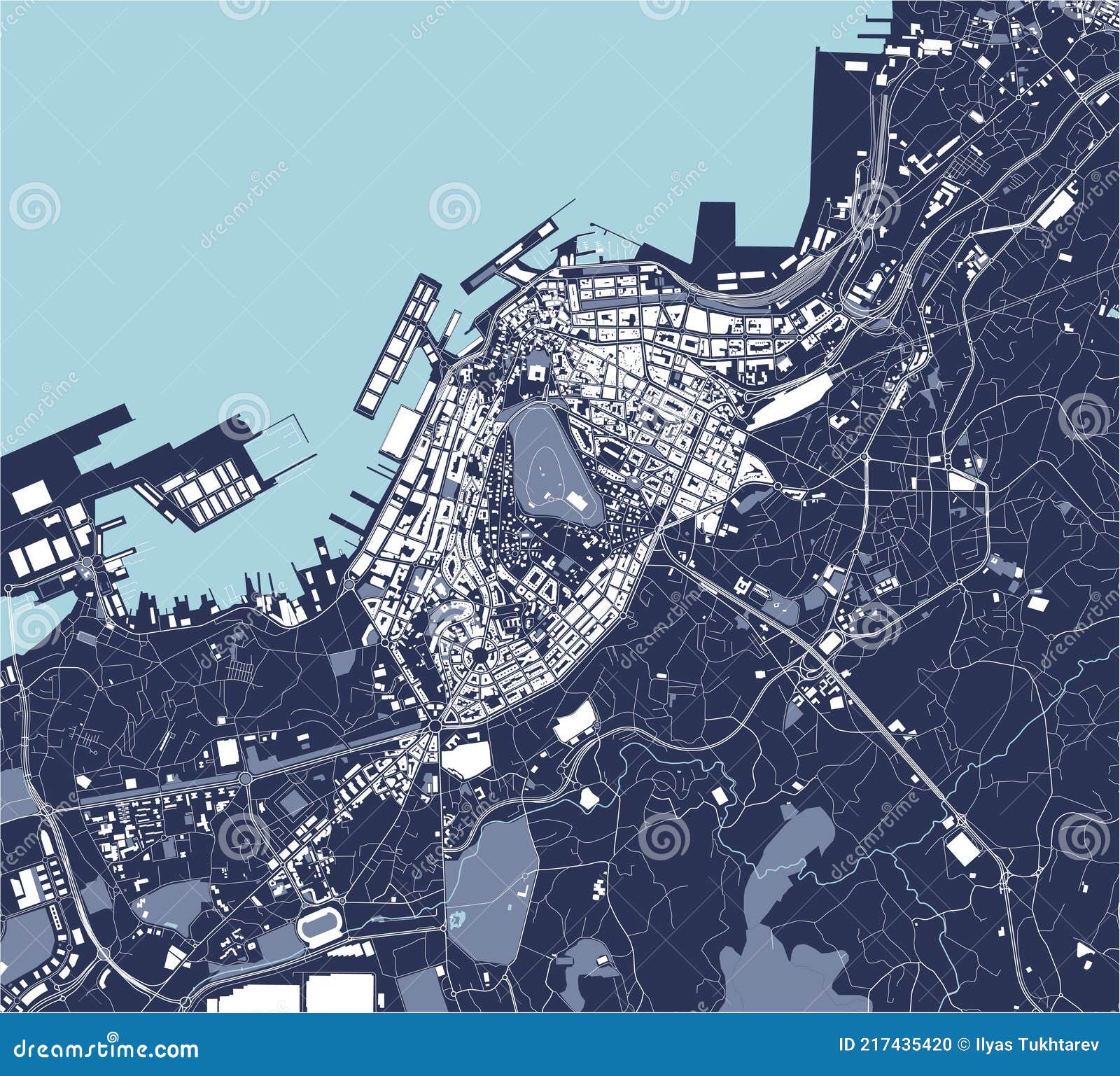 Map of the City of Vigo, Spain Stock Vector - Illustration of drawing ...