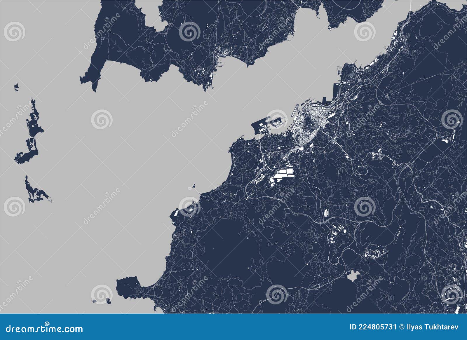 Map of the City of Vigo, Spain Stock Vector - Illustration of simple ...