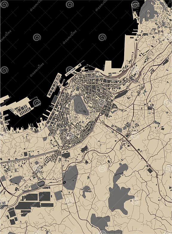 Map of the City of Vigo, Spain Stock Vector - Illustration of plan ...
