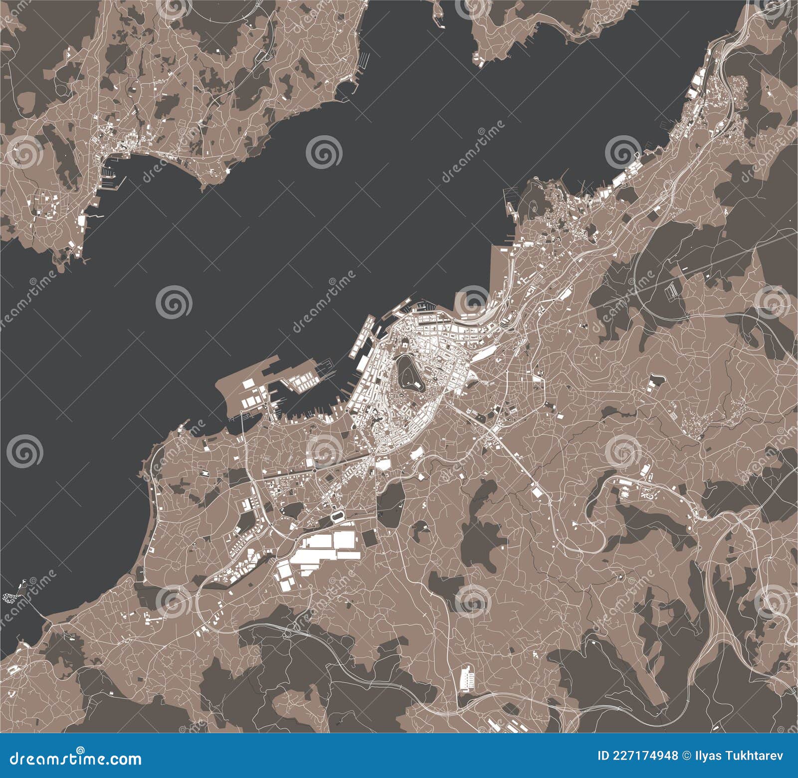 Map of the City of Vigo, Spain Stock Illustration - Illustration of ...