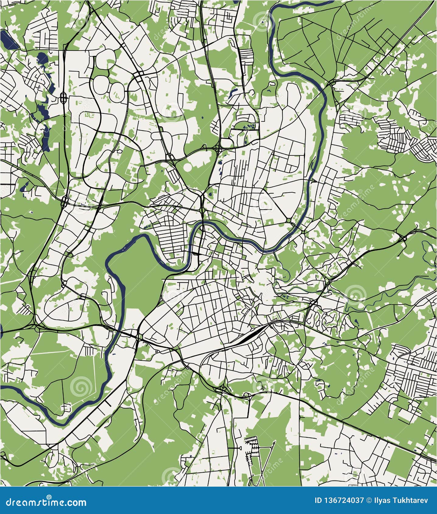 Map of the City of Vilnius, Lithuania Stock Illustration - Illustration ...