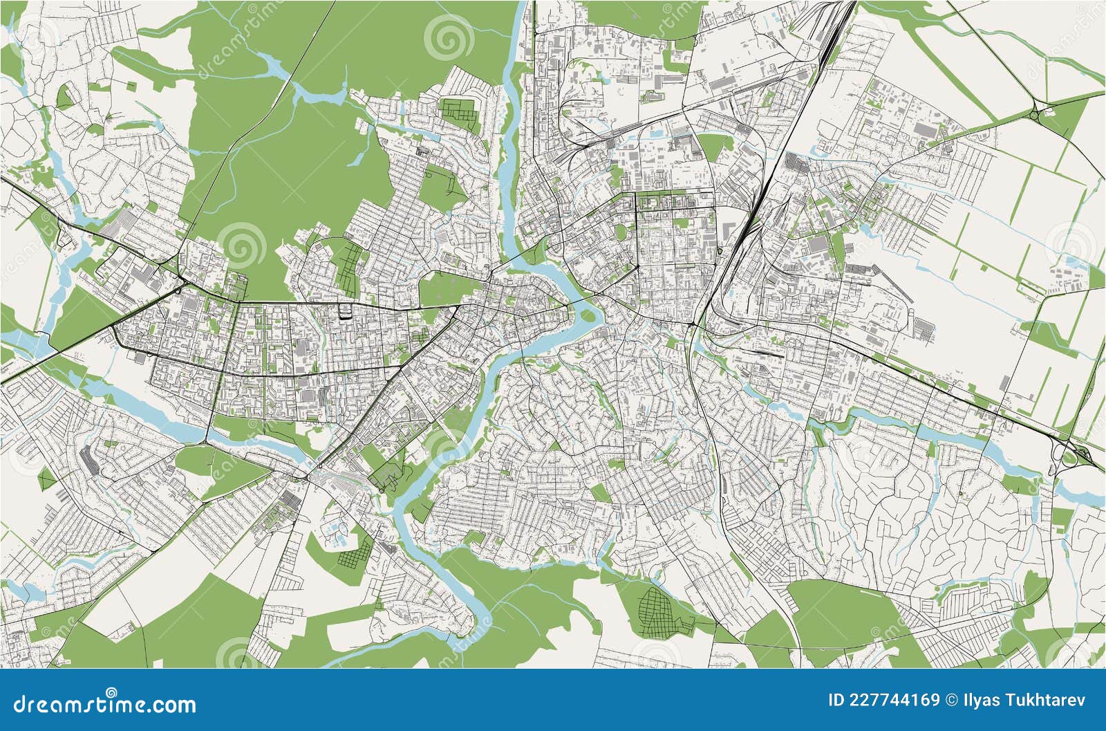 Map of the City of Vinnytsia, Ukraine Stock Vector - Illustration of ...