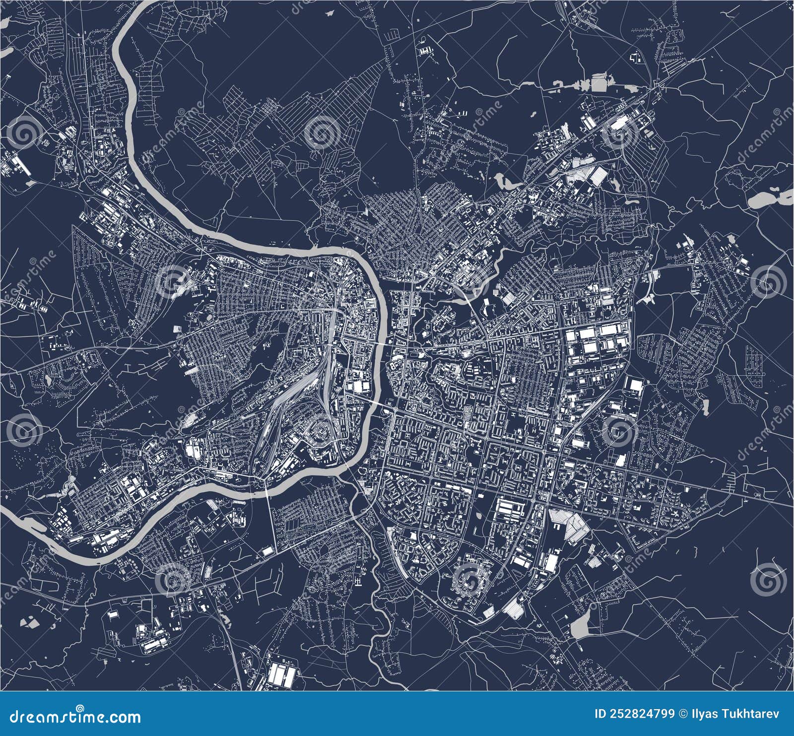Map of the City of Vitebsk, Belarus Stock Vector - Illustration of ...