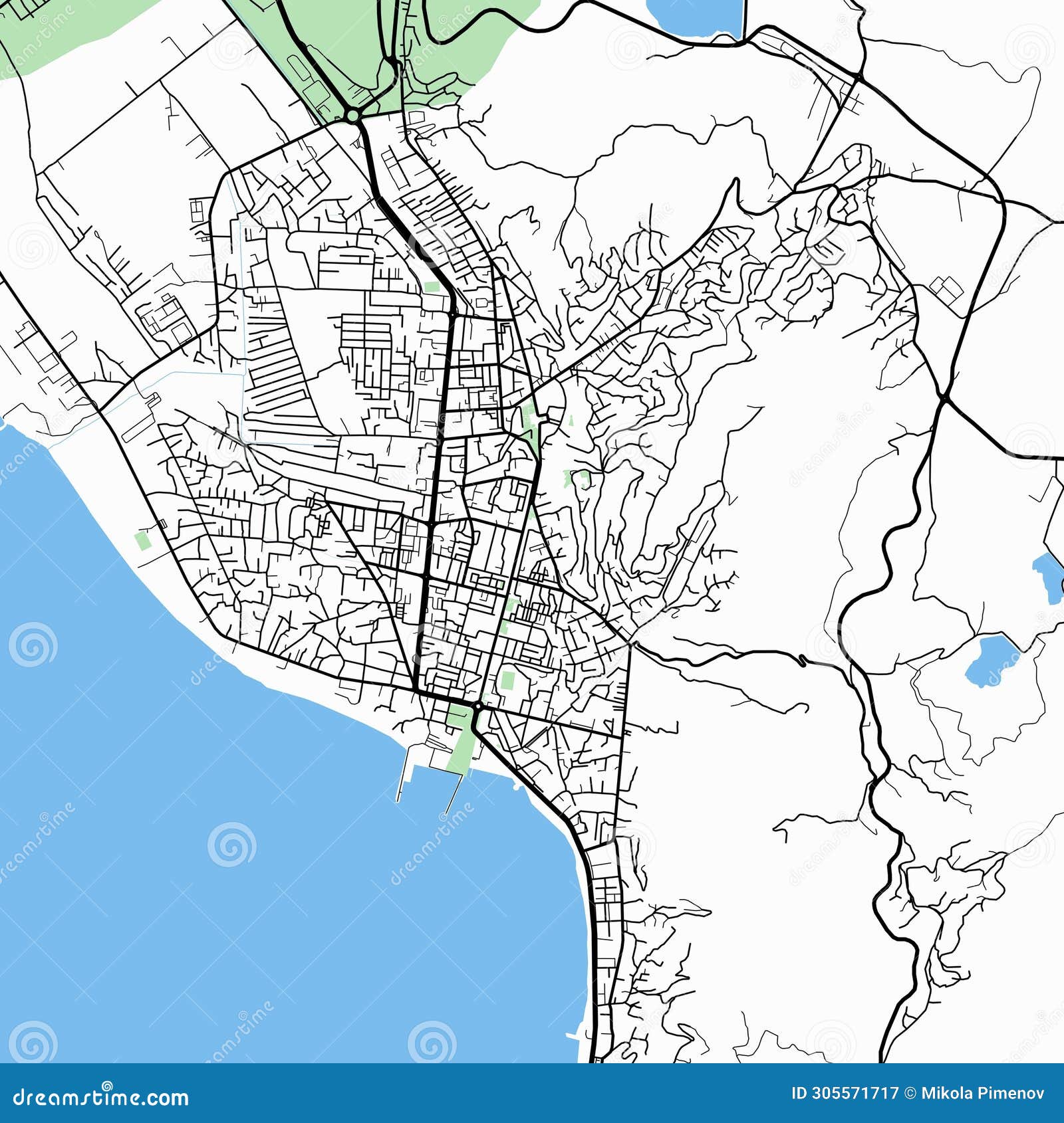 Map of the city of Vlora. stock illustration. Illustration of diagram ...