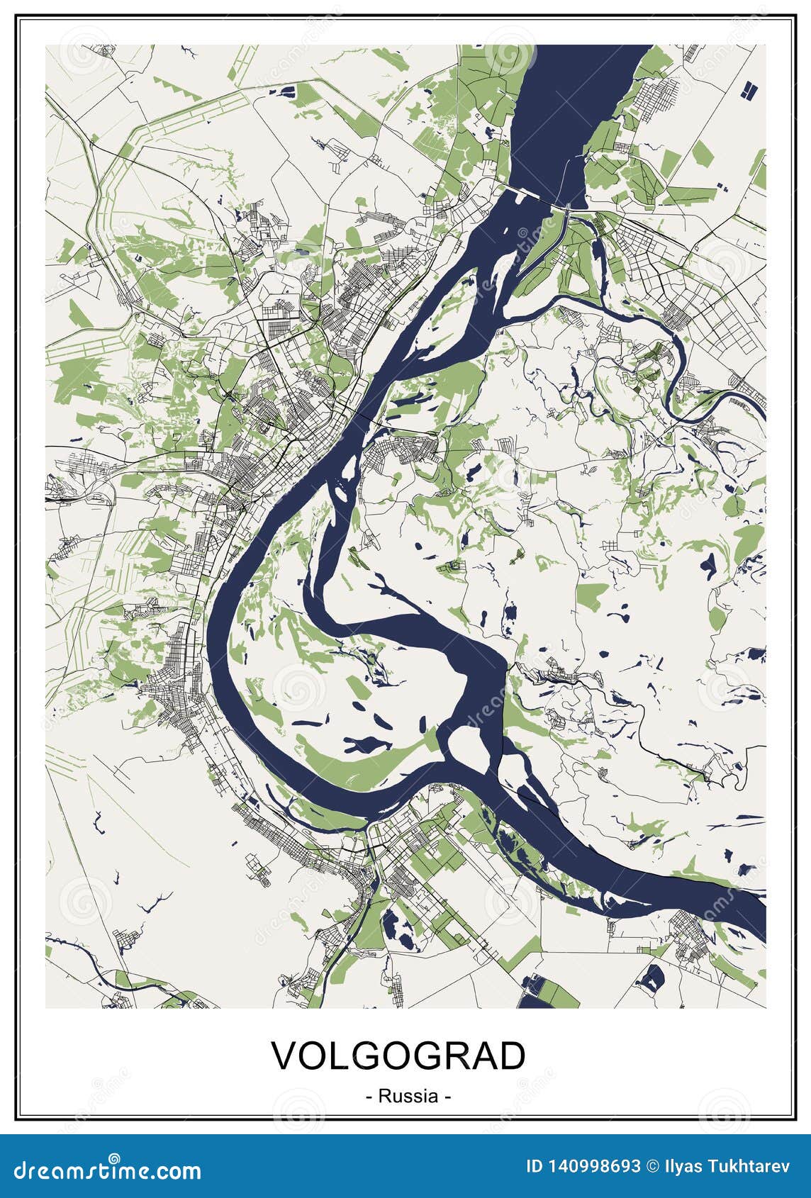 Map Of The City Of Volgograd, Russia Stock Photography | CartoonDealer ...