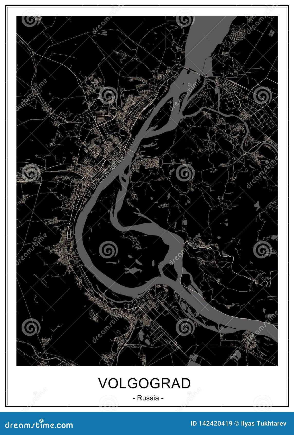 Map Of The City Of Volgograd, Russia Stock Photography | CartoonDealer ...