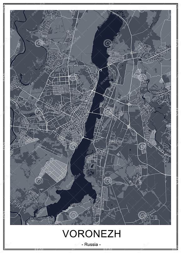 Map of the City of Voronezh, Russia Stock Vector - Illustration of ...