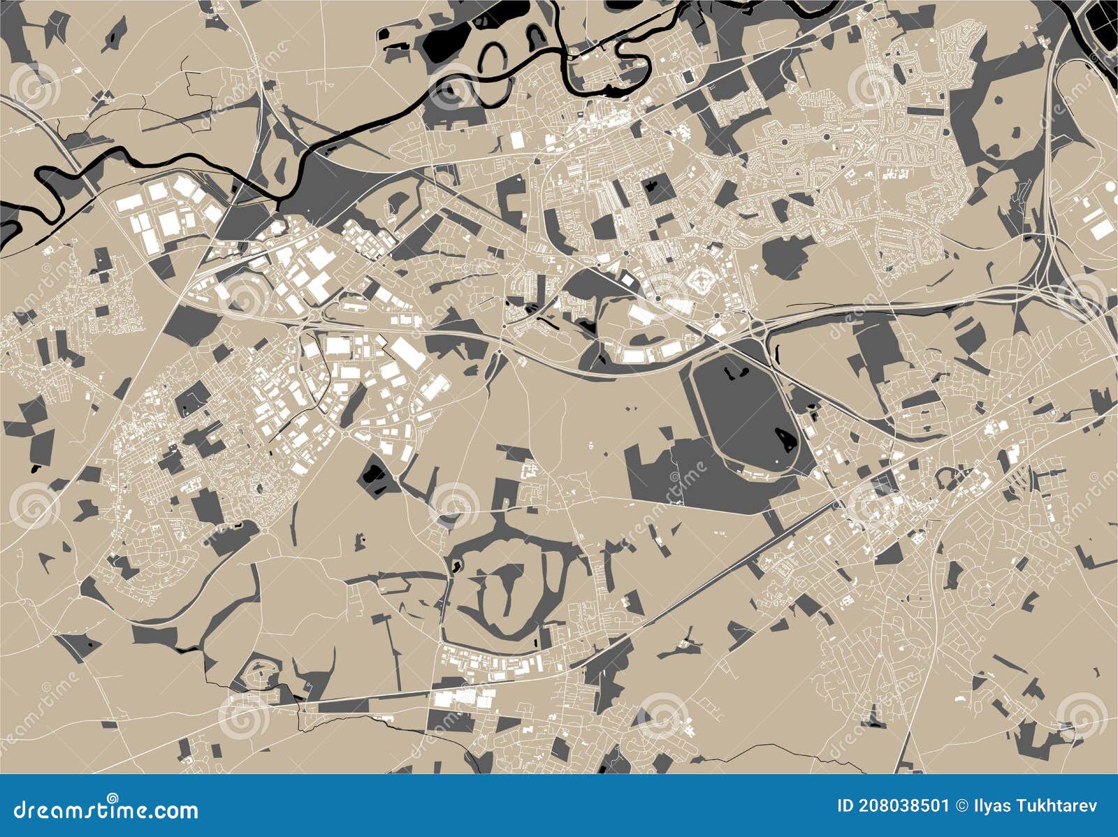 Map of the City of Wakefield, England, UK Stock Vector - Illustration ...