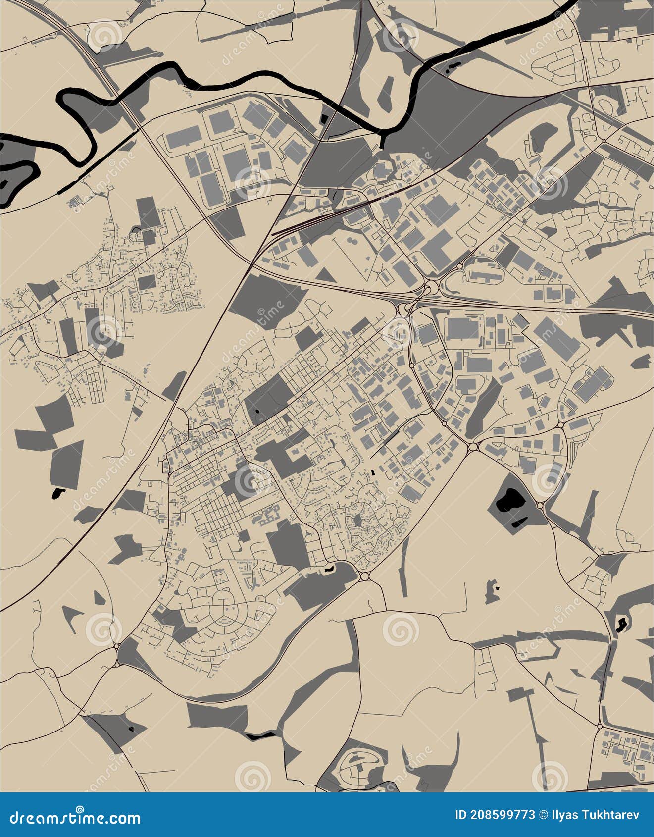 Map of the City of Wakefield England UK Stock Vector - Illustration of ...