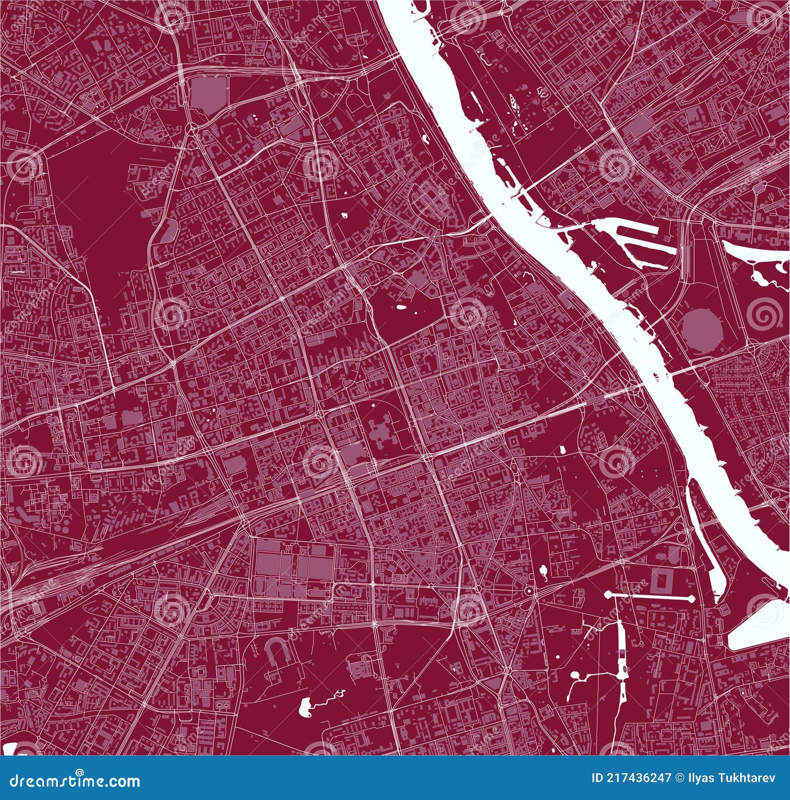 Map of the City of of Warsaw, Poland Stock Vector - Illustration of ...