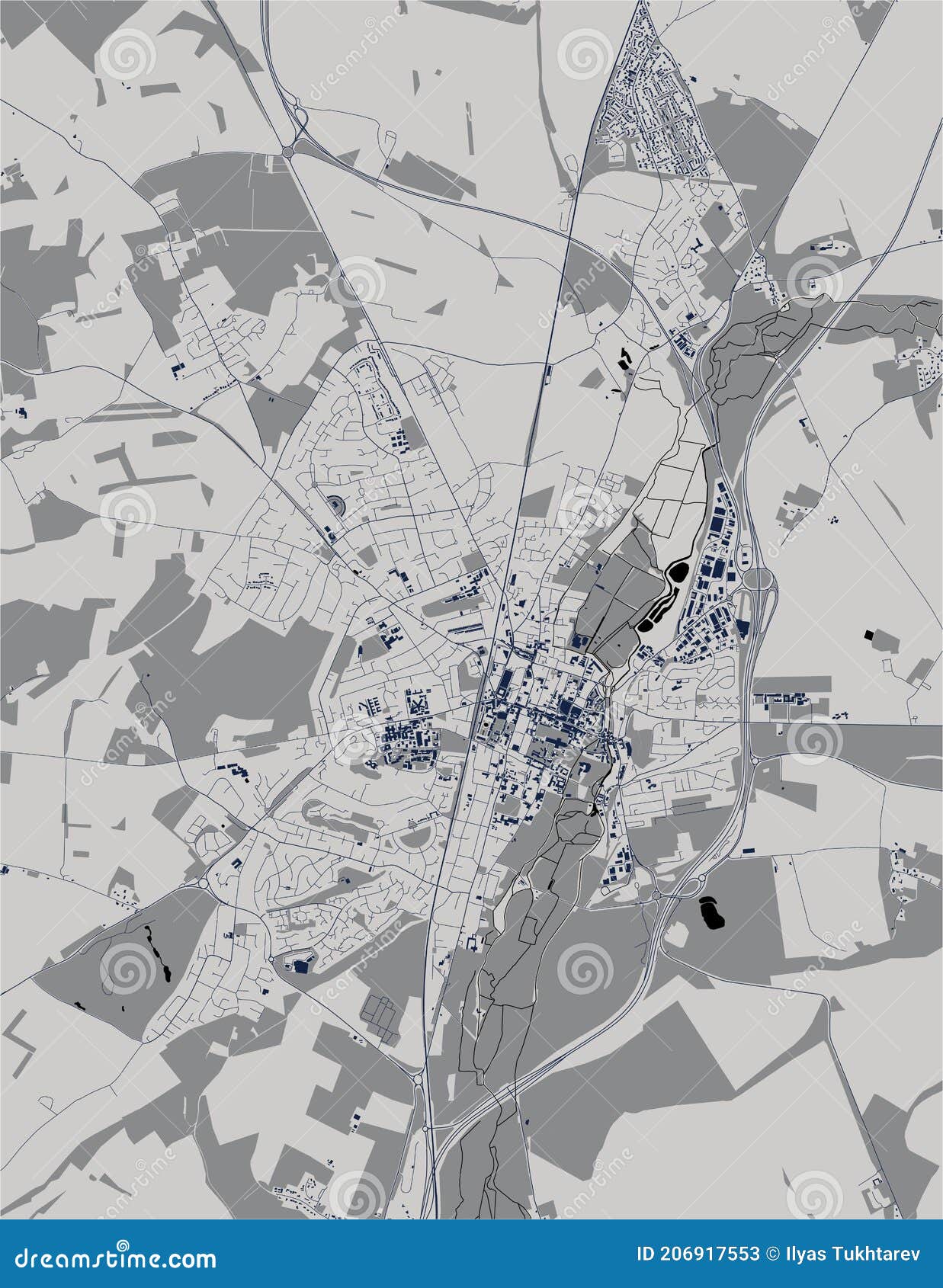 Map of the City of Winchester, England, UK Stock Illustration ...