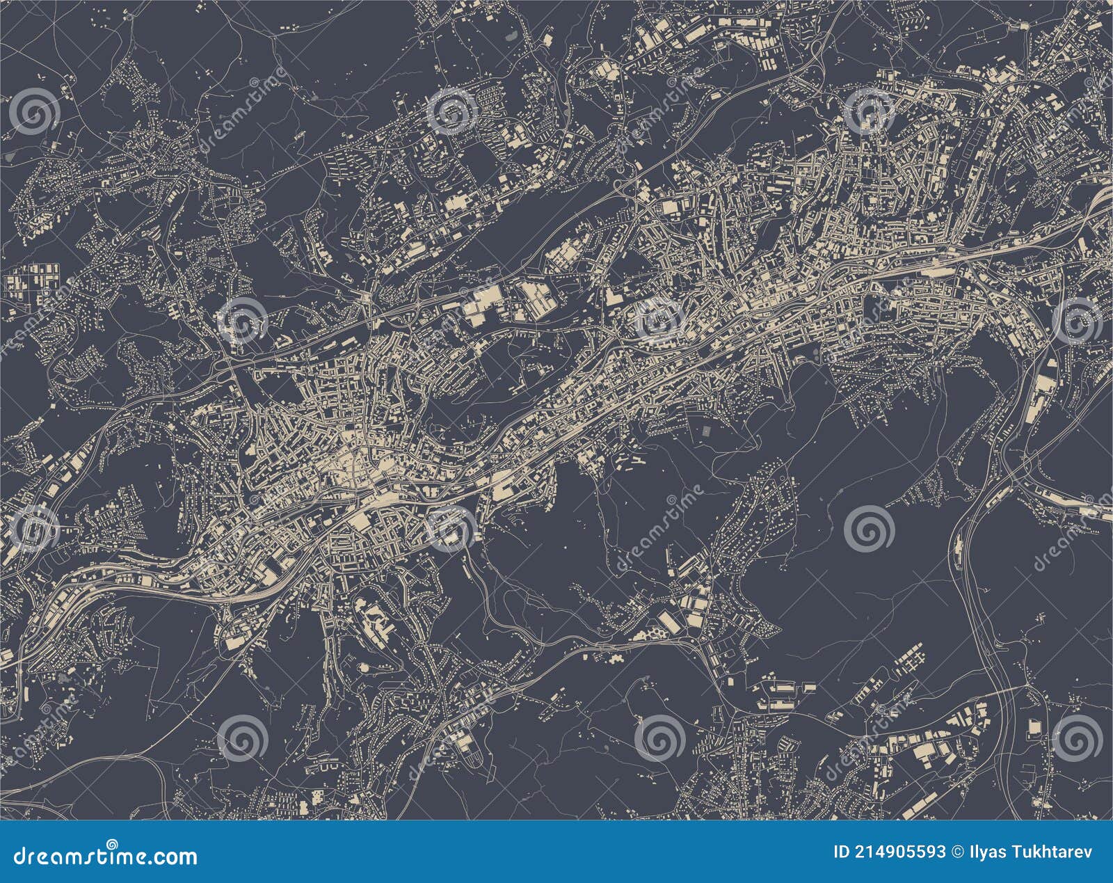 Map of the City of Wuppertal, Germany Stock Vector - Illustration of ...
