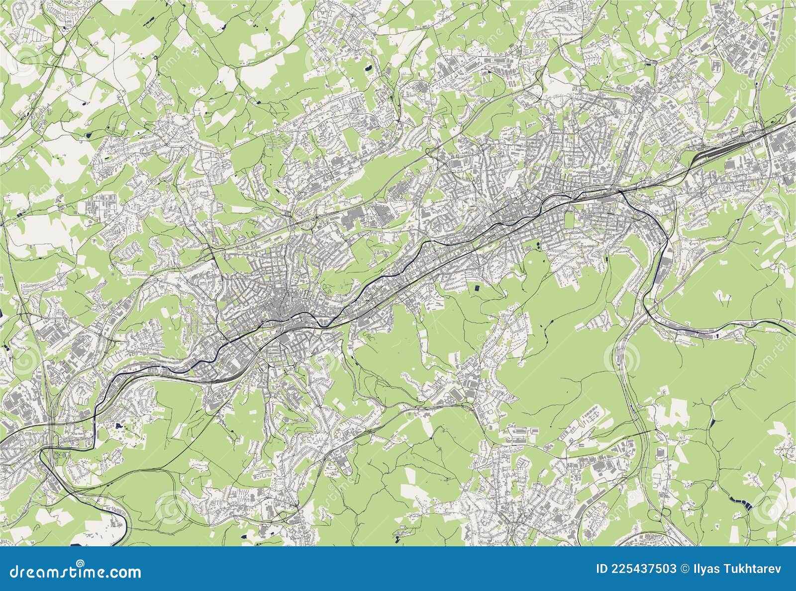 Map of the City of Wuppertal, Germany Stock Vector - Illustration of ...