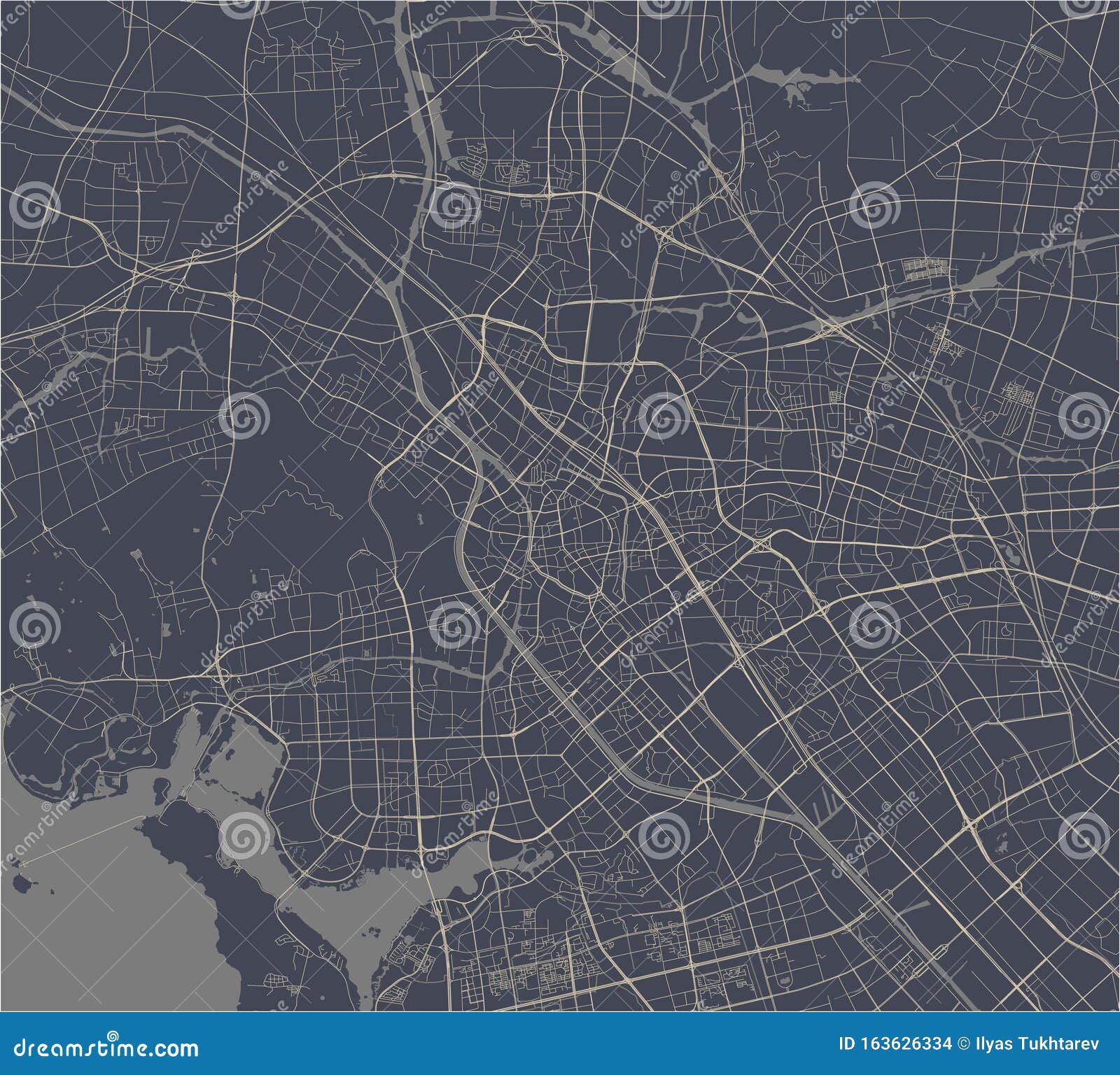 Map of the City of Wuxi, China Stock Vector - Illustration of road ...