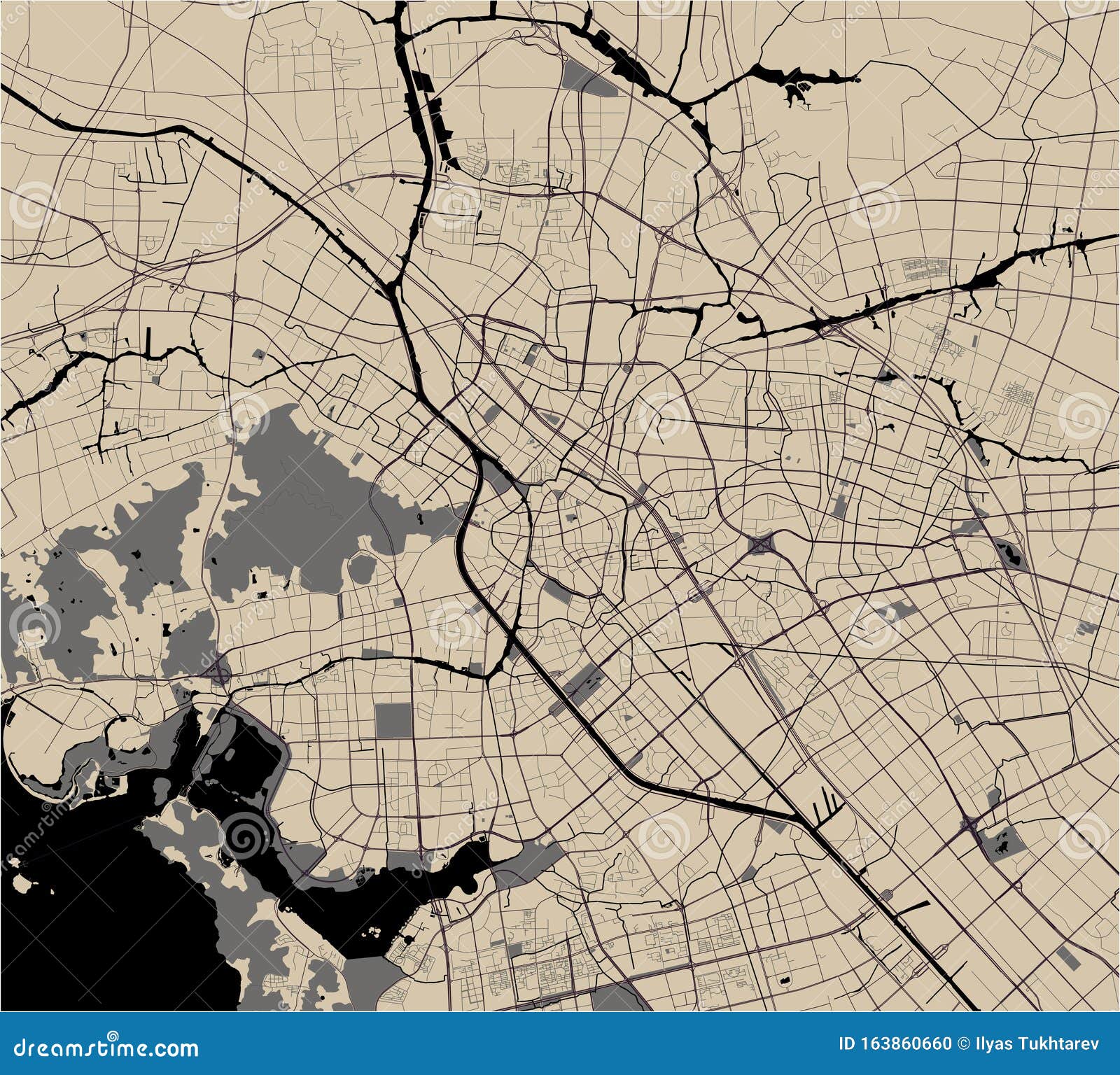Map of the City of Wuxi, China Stock Illustration - Illustration of ...