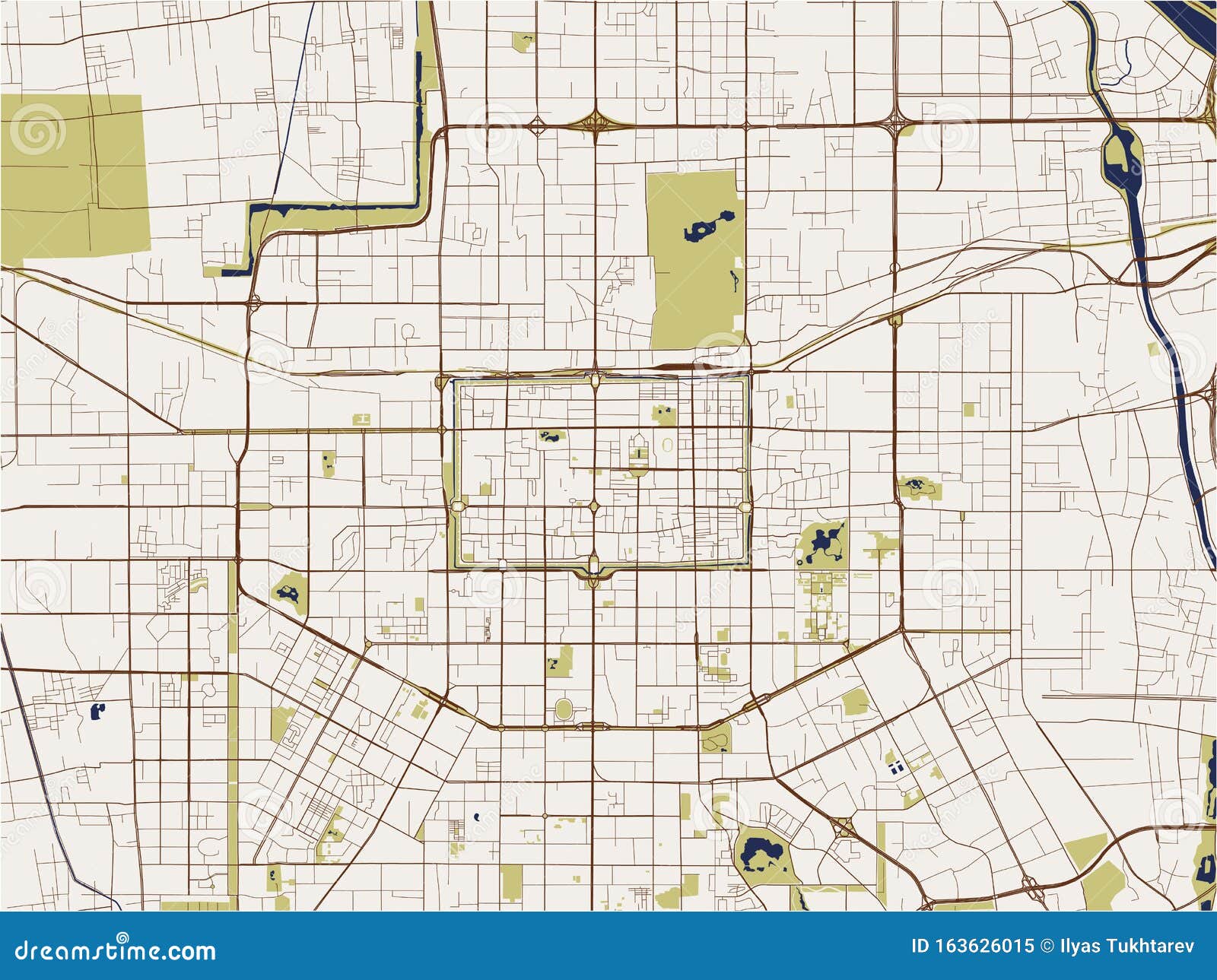 Map of the City of Xian, China Stock Vector - Illustration of ...