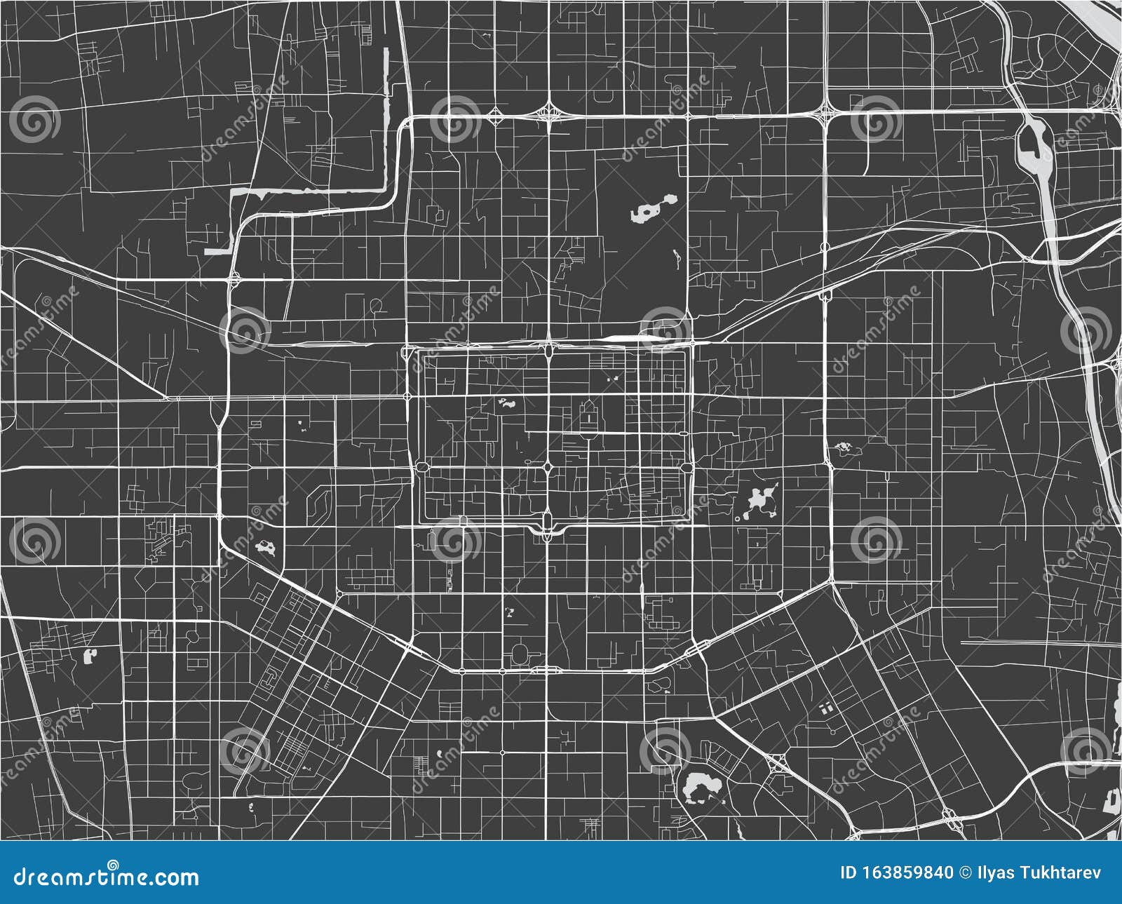Map of the City of Xian, China Stock Illustration - Illustration of ...