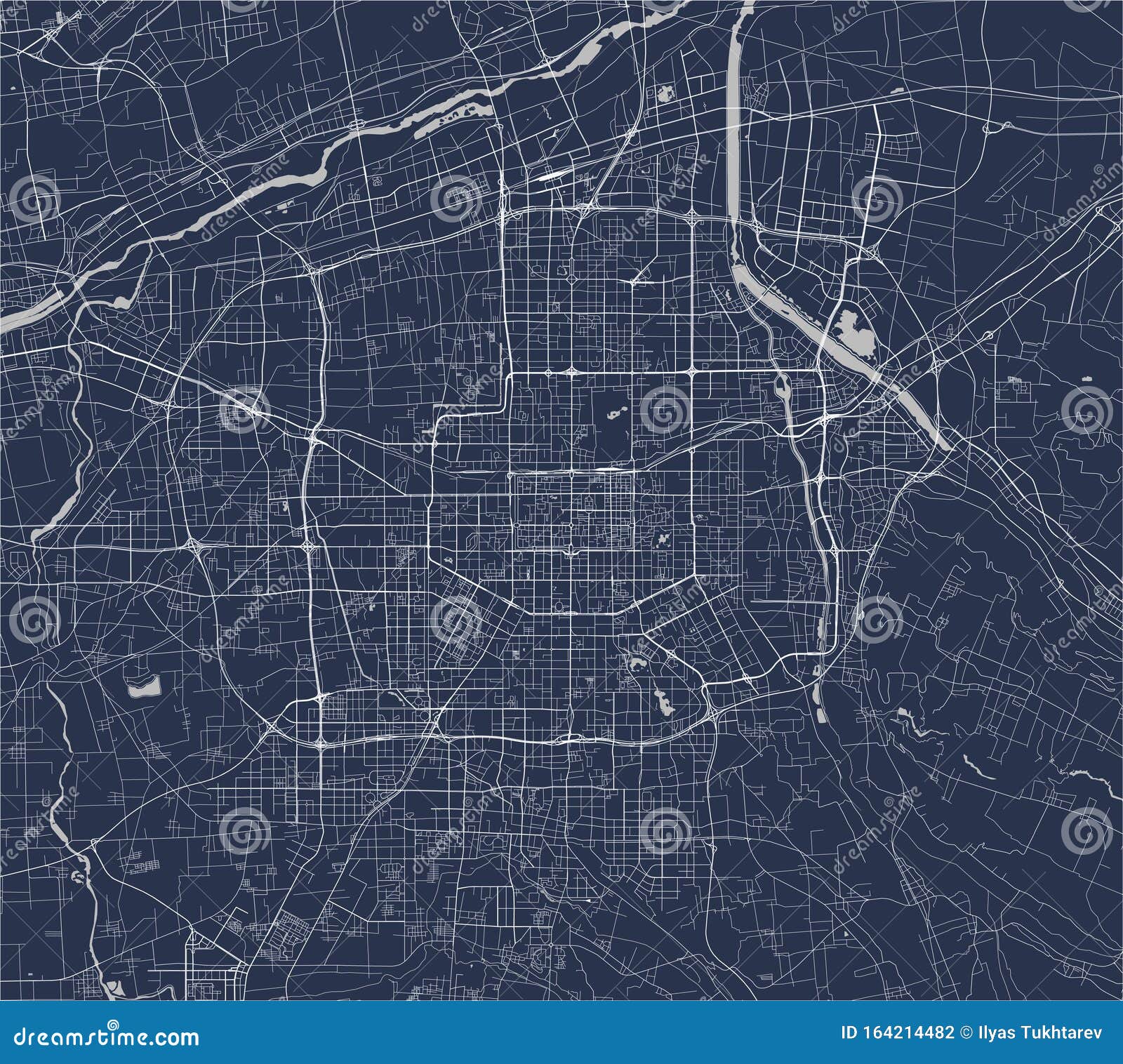 Map of the City of Xian, China Stock Illustration - Illustration of ...