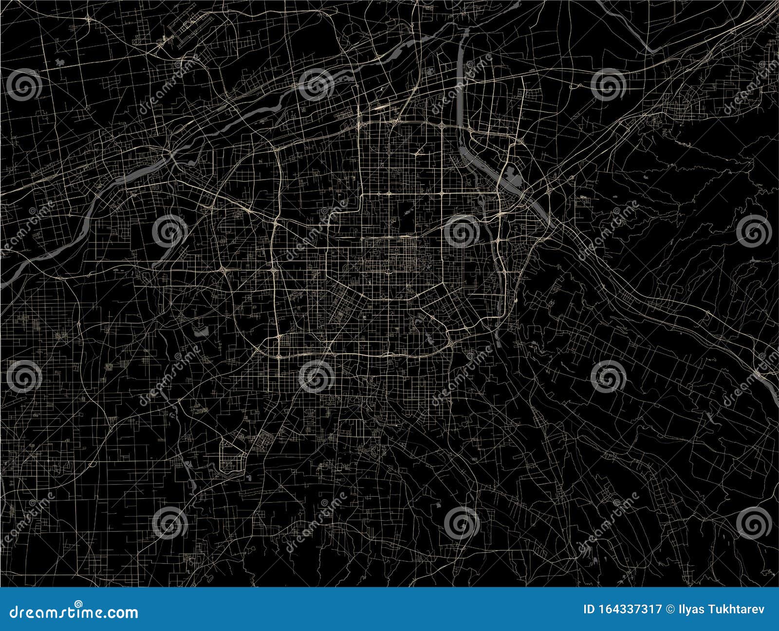 Map of the City of Xian, China Stock Illustration - Illustration of ...
