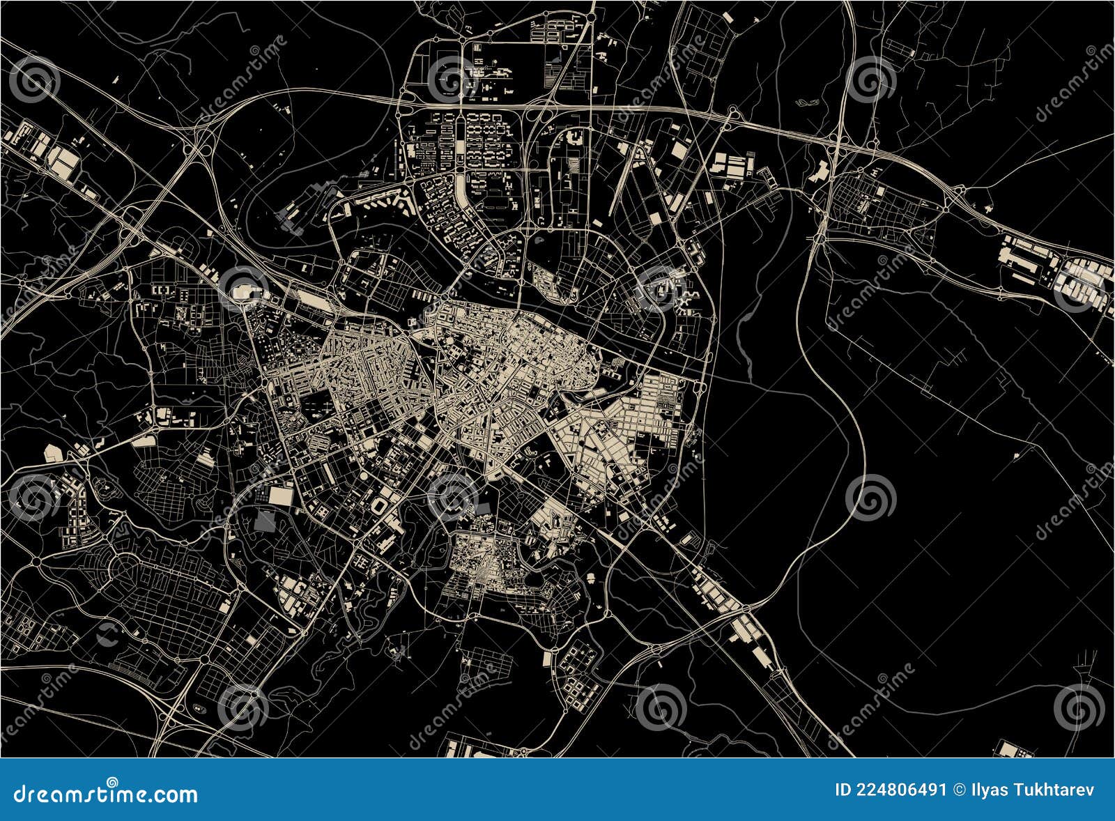 Map of the City of Zaragoza, Spain Stock Vector - Illustration of ...
