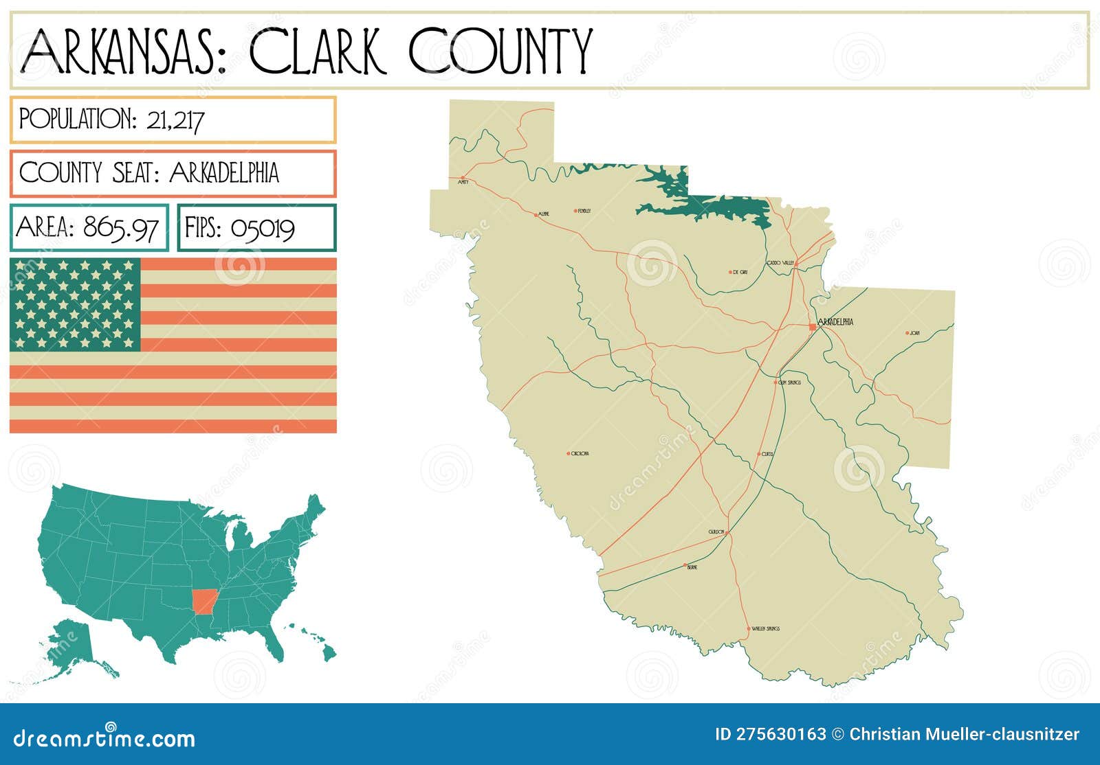 Clark County, Washington Outline Map Set Vector Illustration ...