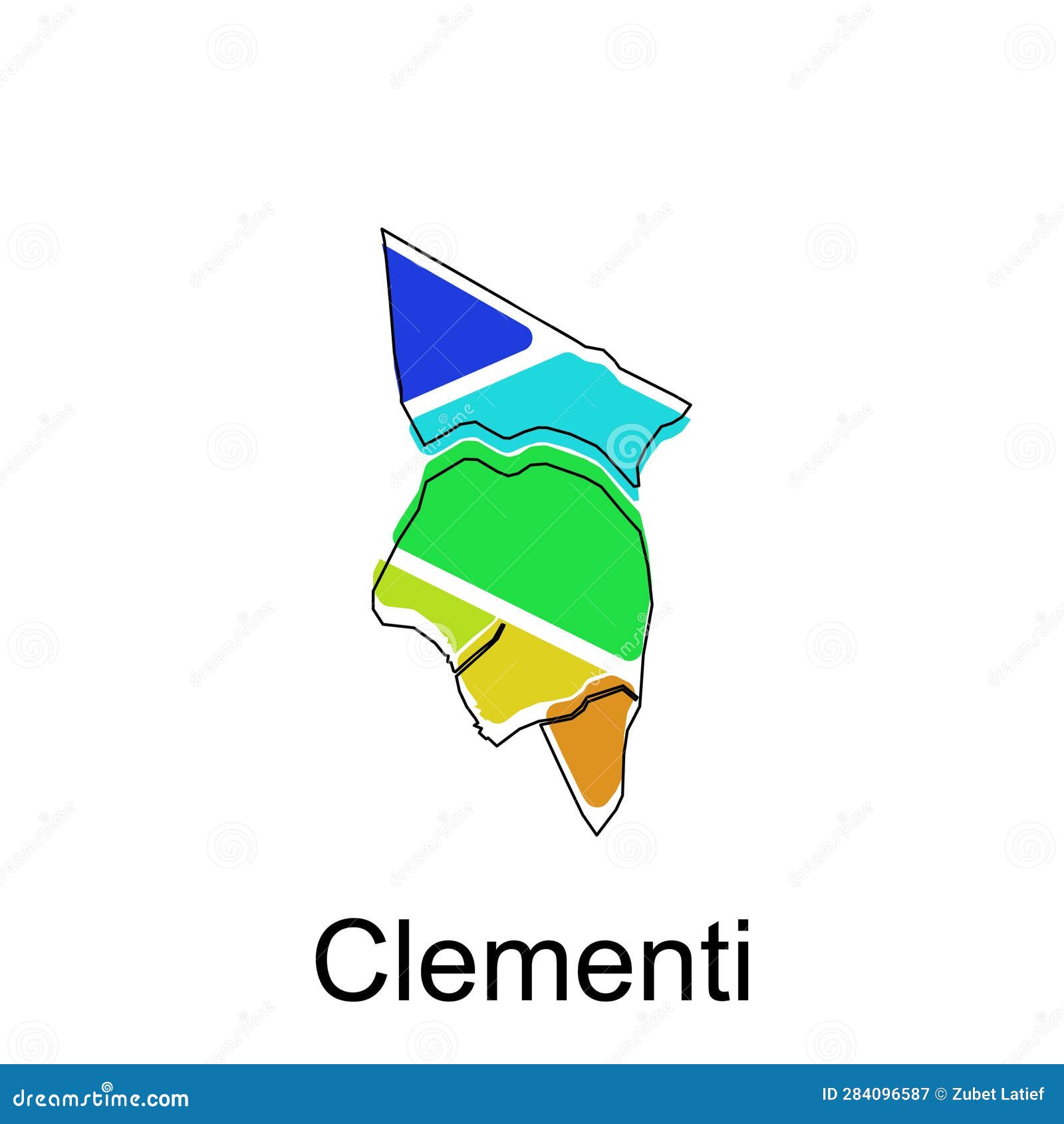 Map of Clementi Vector Design Template, National Borders and Important ...