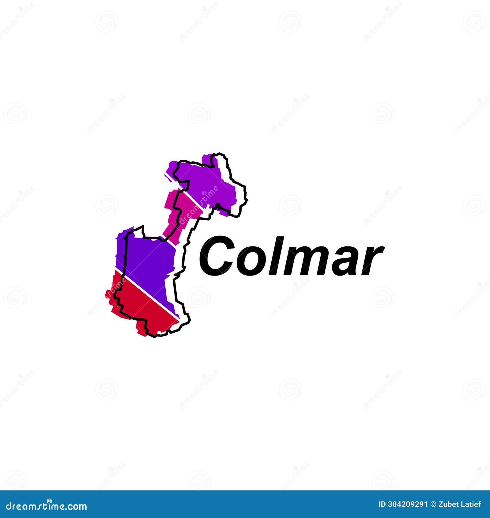 Colmar Outline Map Vector Illustration | CartoonDealer.com #361897852