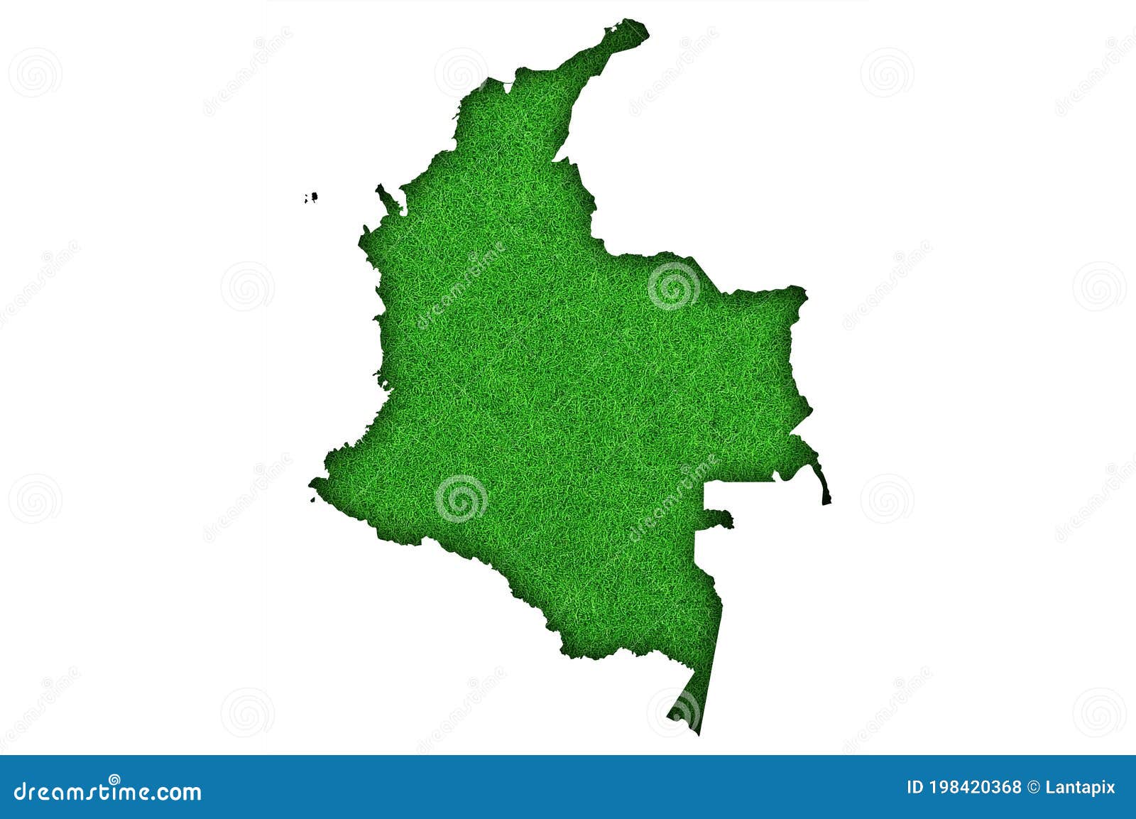 Map of Colombia on Green Felt Stock Illustration - Illustration of ...