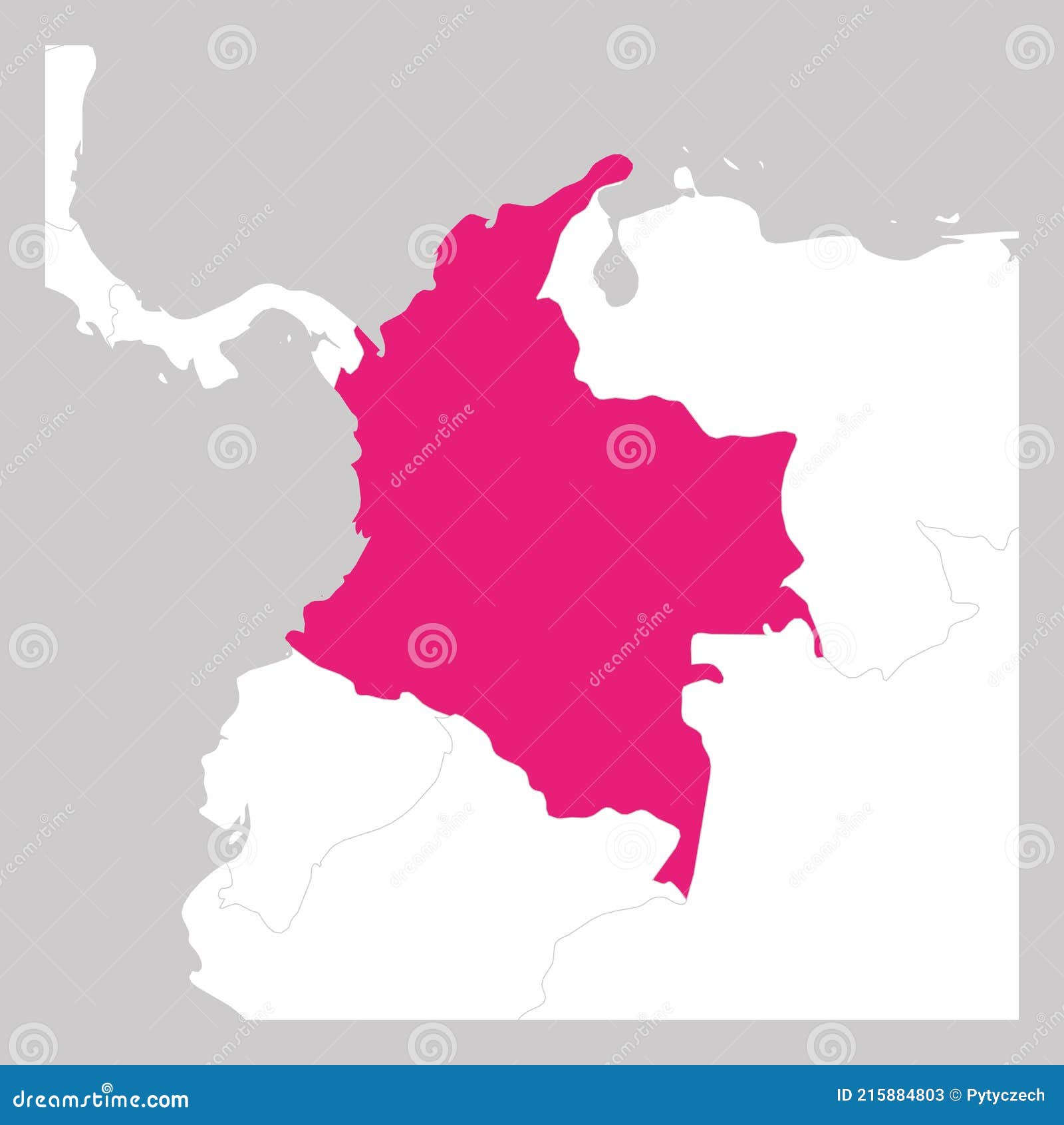 Map of Colombia Pink Highlighted with Neighbor Countries Stock Vector ...