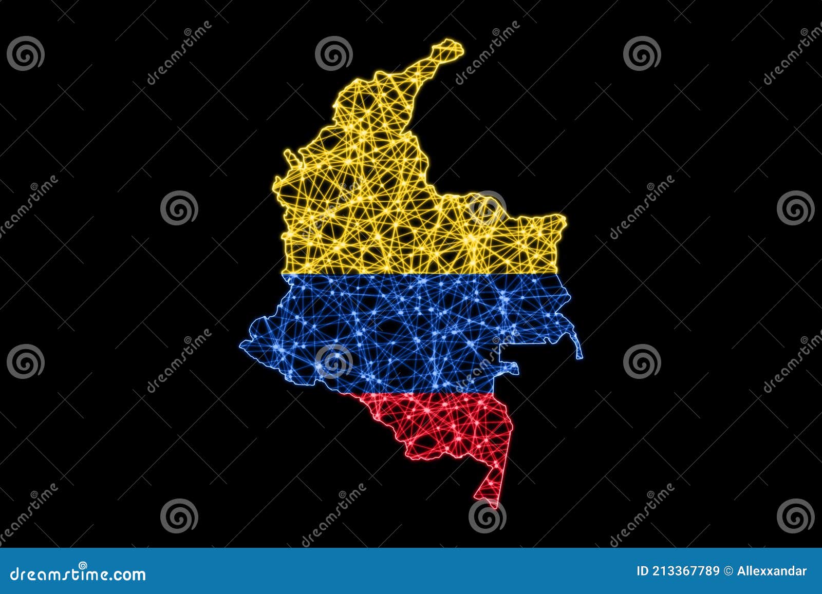 Map of Colombia, Polygonal Mesh Line Map Stock Illustration ...