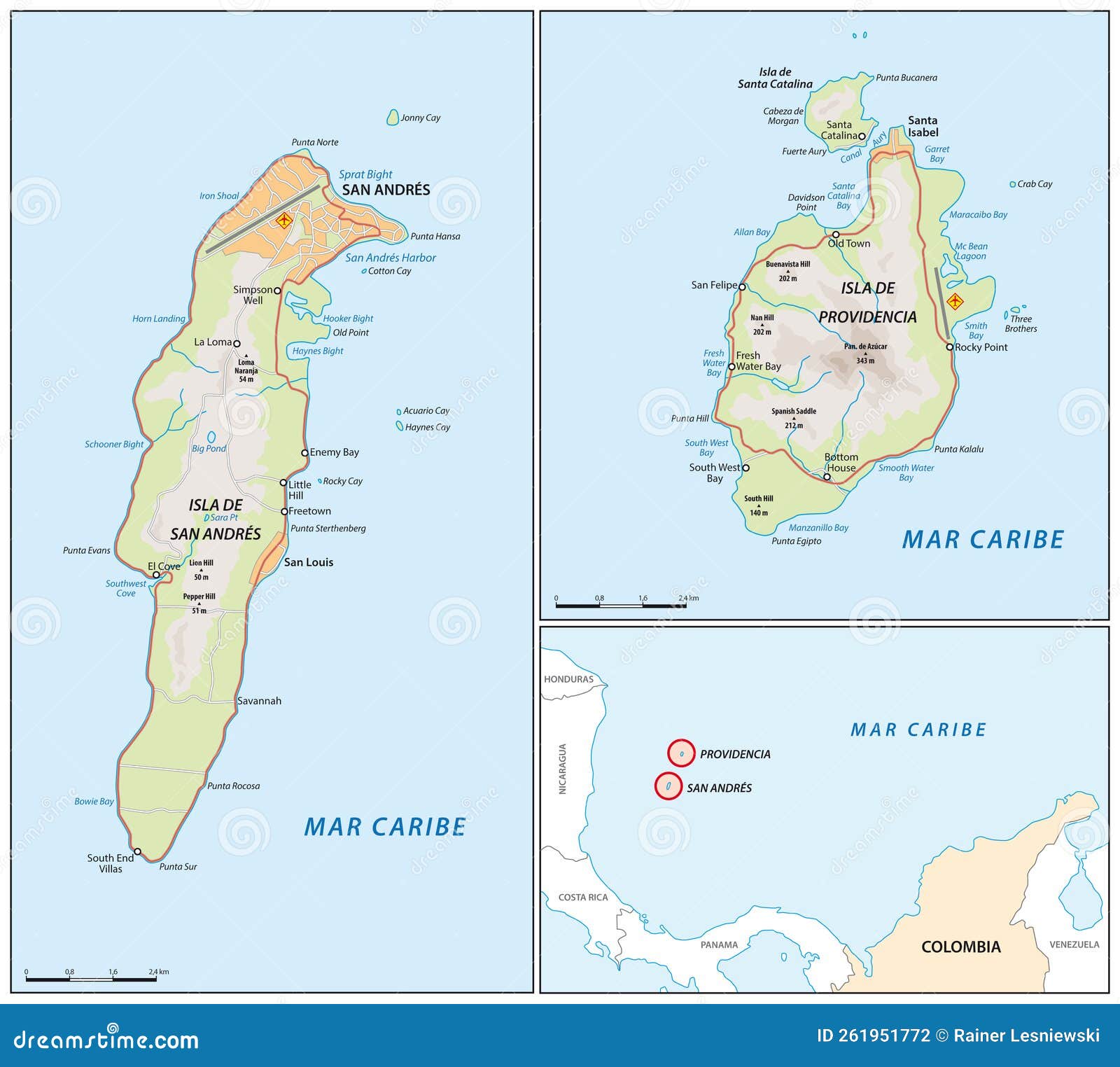 San Andres Map On Road Sign. Vector Illustration | CartoonDealer.com ...