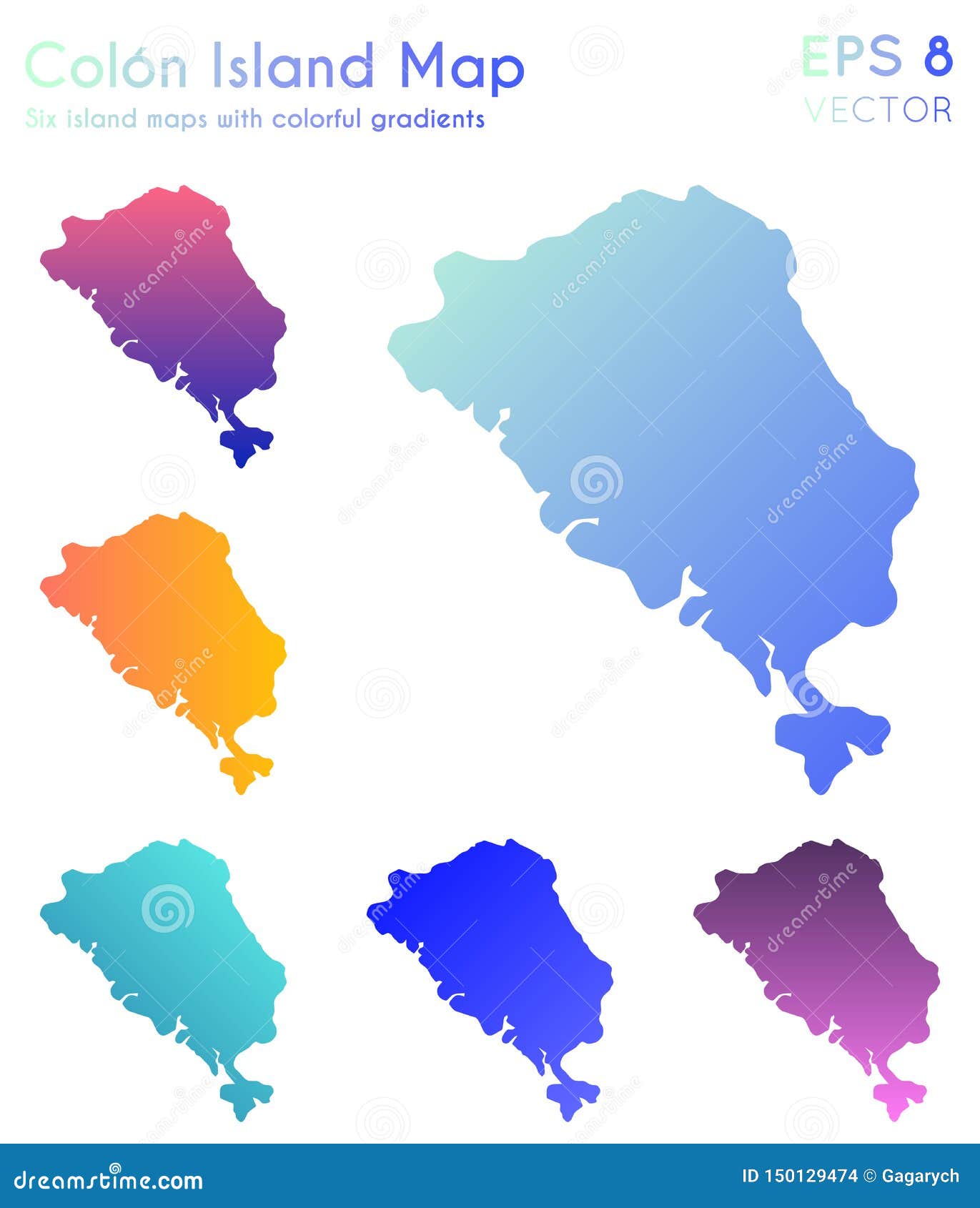 Map of Colon Island with Beautiful Gradients. Stock Vector ...