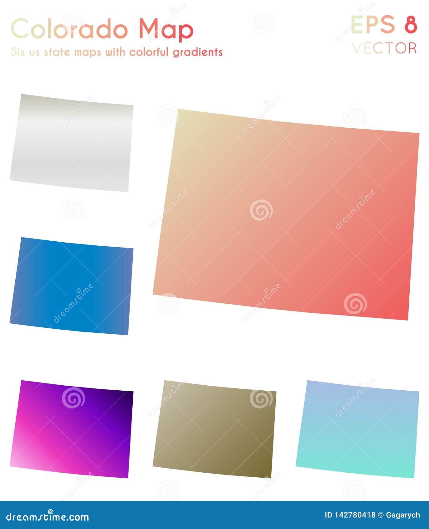 Map of Colorado with Beautiful Gradients. Stock Vector - Illustration ...