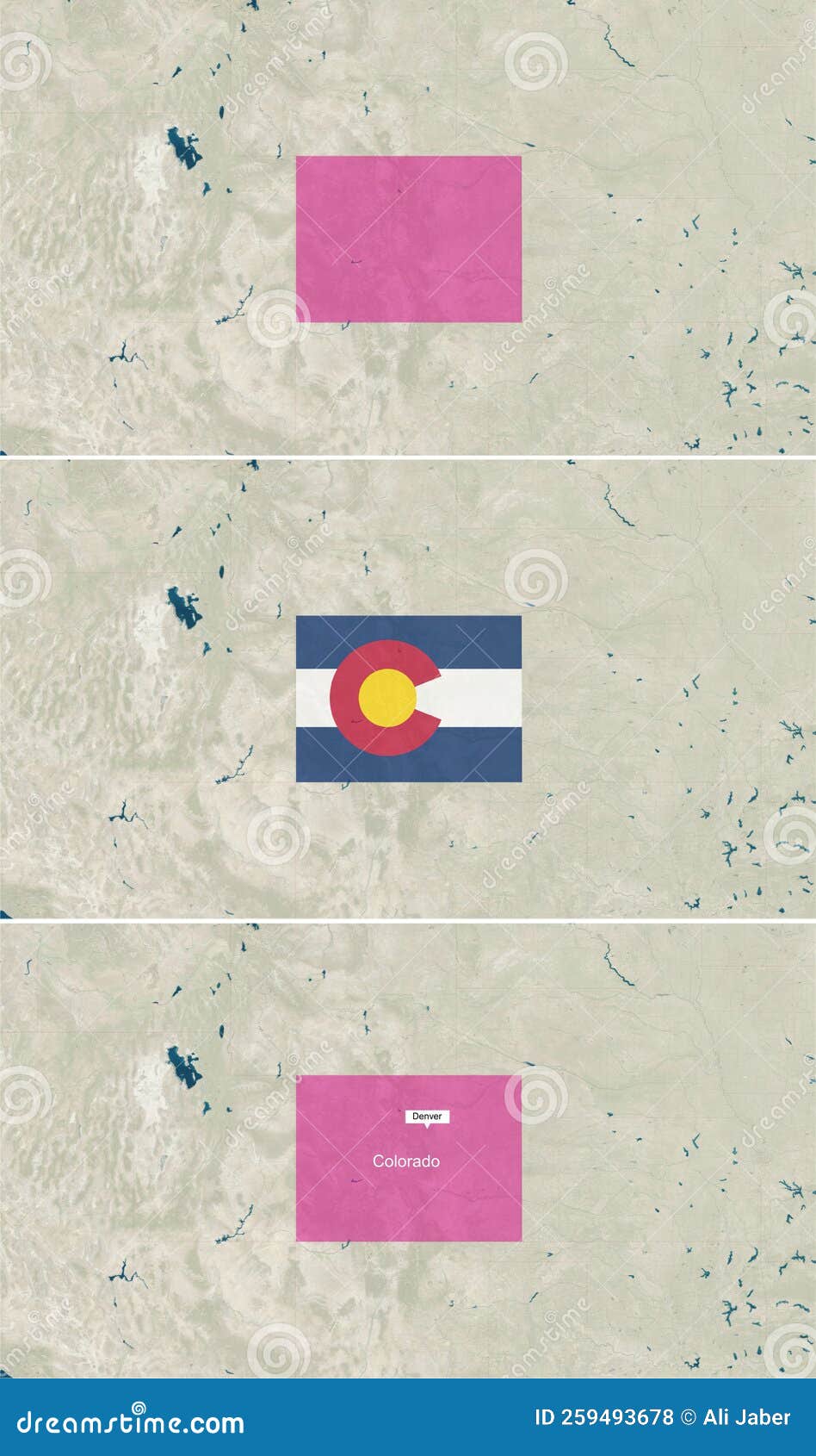 The Map of Colorado with Text, Textless, and with Flag Stock ...
