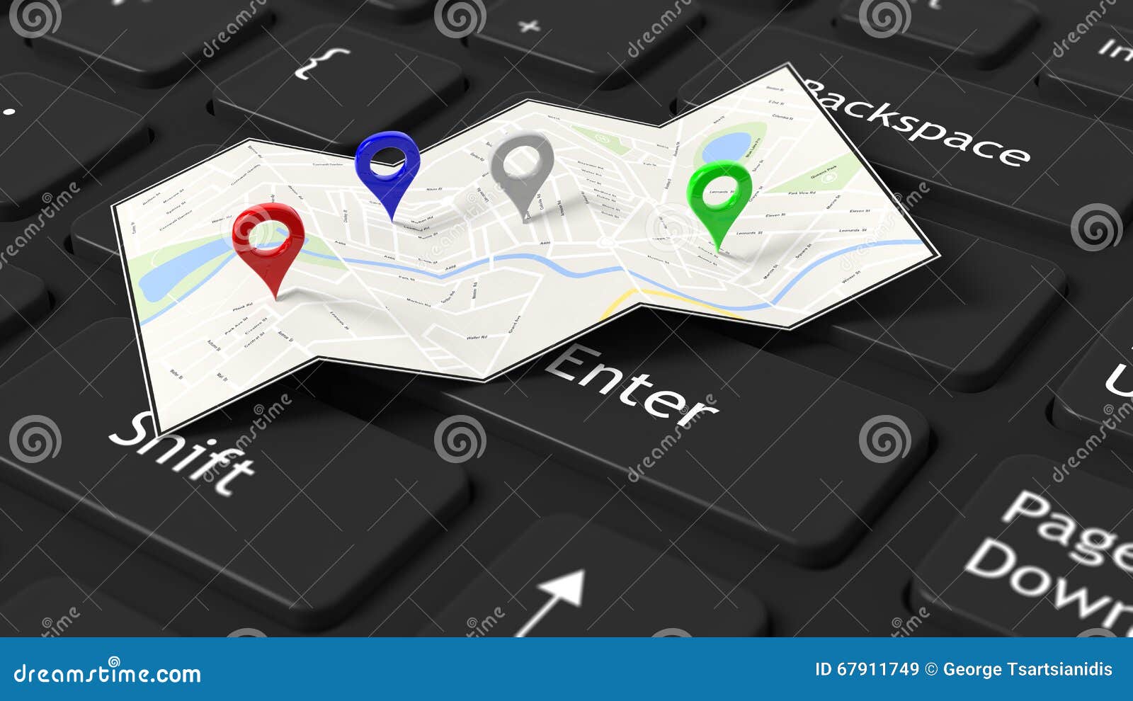 Map with Colorful Pointers Set Stock Illustration - Illustration of ...