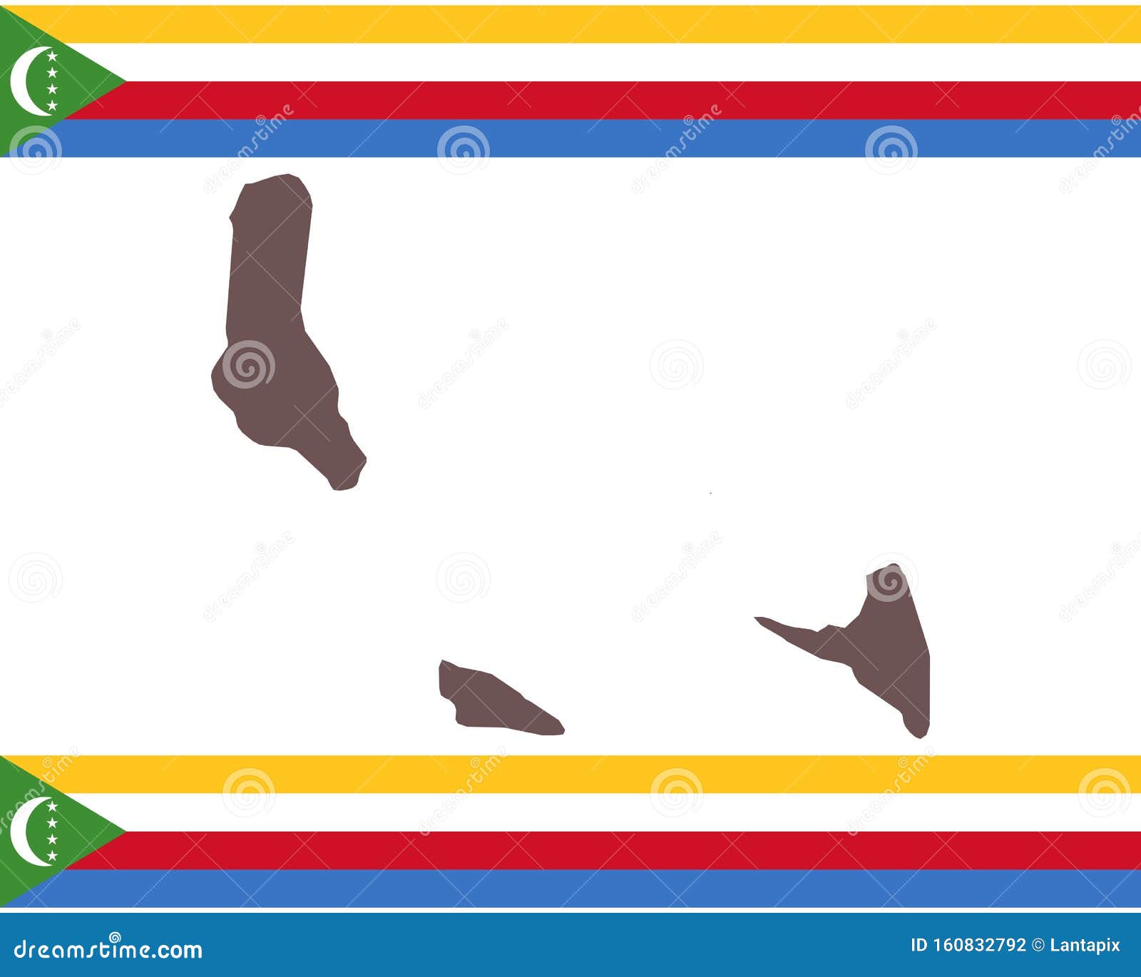 Map of the Comoros on Background with Flag Stock Vector - Illustration ...