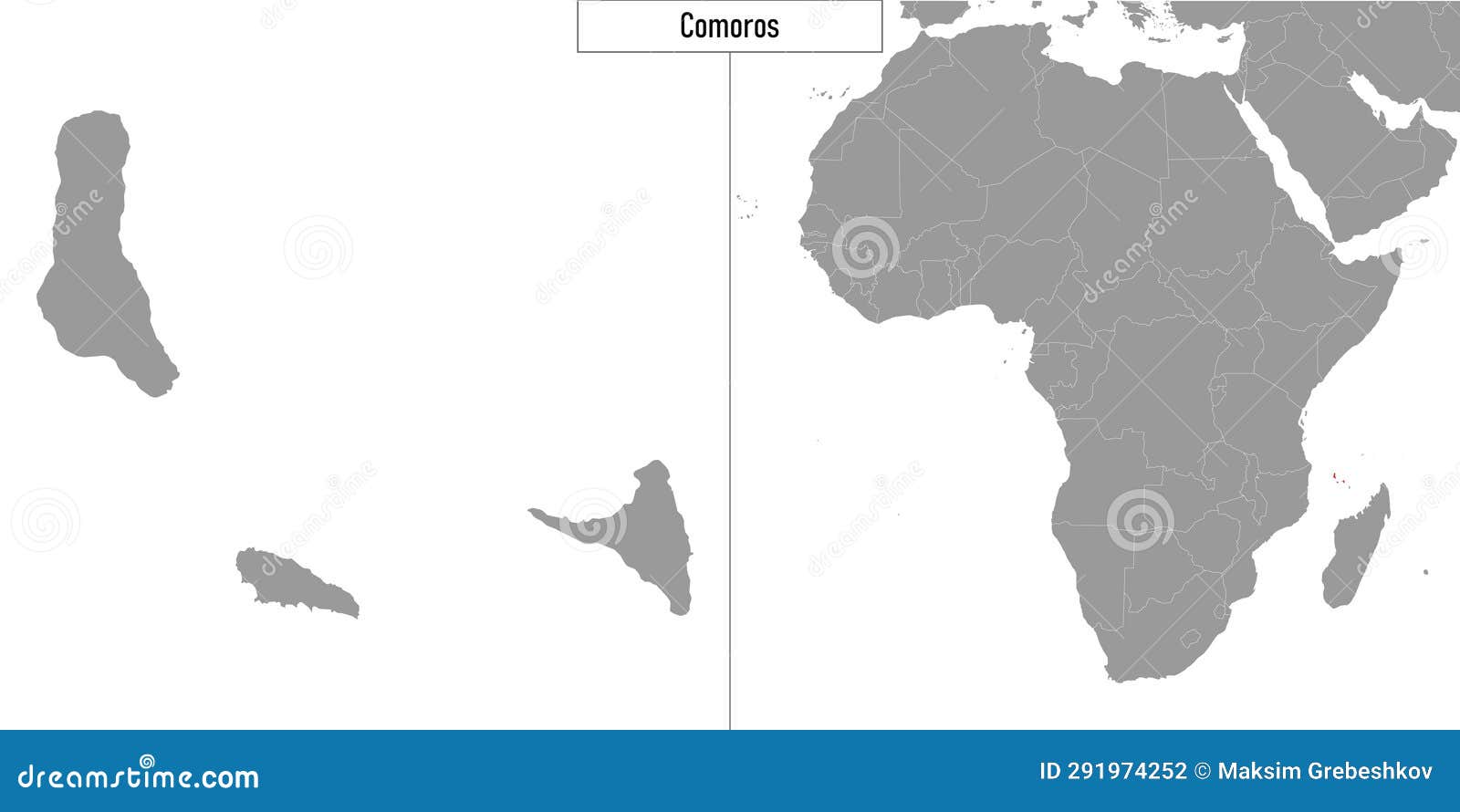 Map of Comoros and Location on Africa Map Stock Vector - Illustration ...