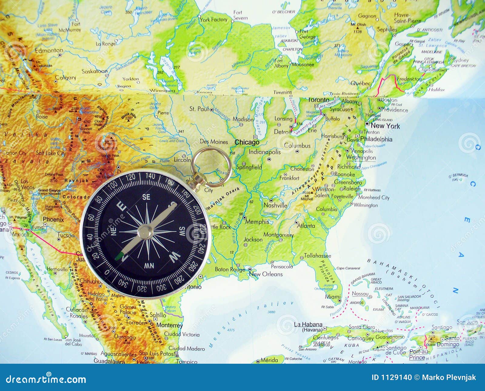 Map and compass stock photo. Image of traveling, side - 1129140