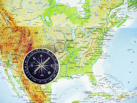 Map and compass stock photo. Image of traveling, side - 1129140