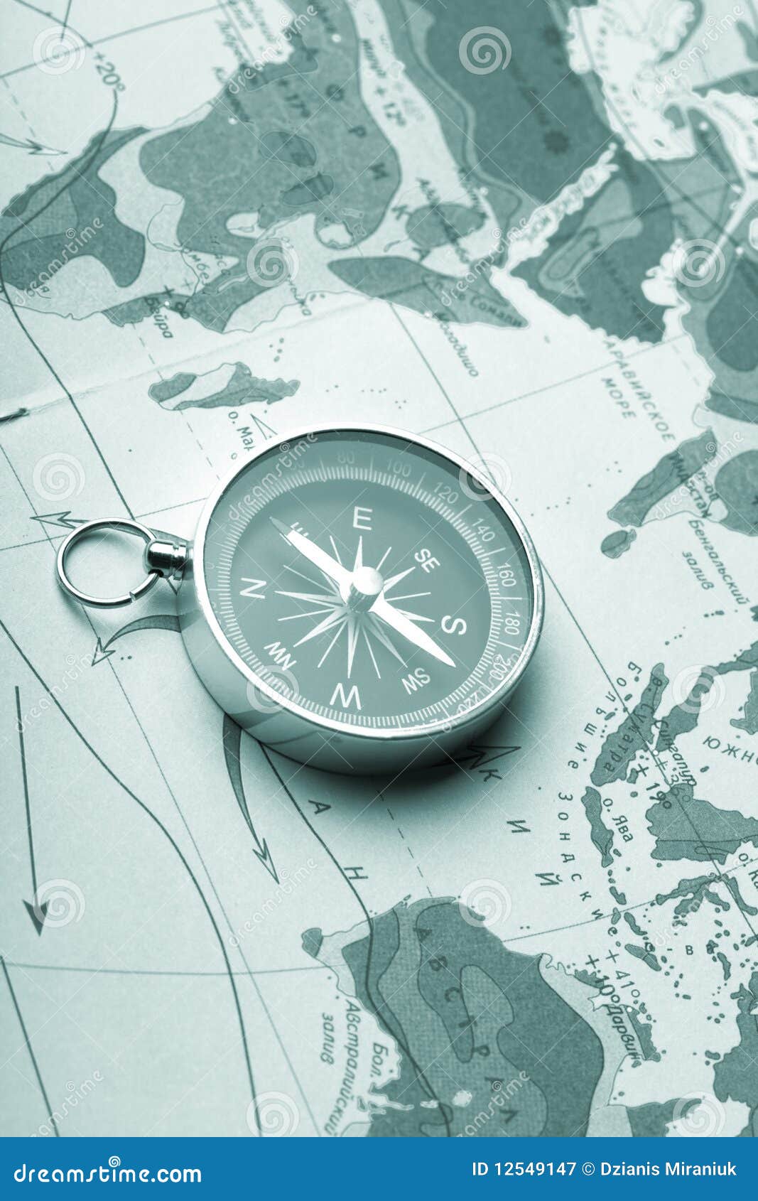 Map with a compass stock image. Image of meridian, navigation - 12549147