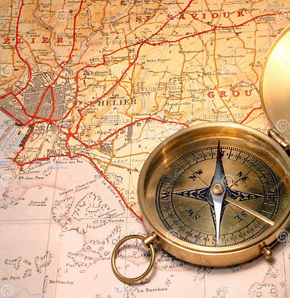 Map and compass stock image. Image of channel, north, compass - 1631989